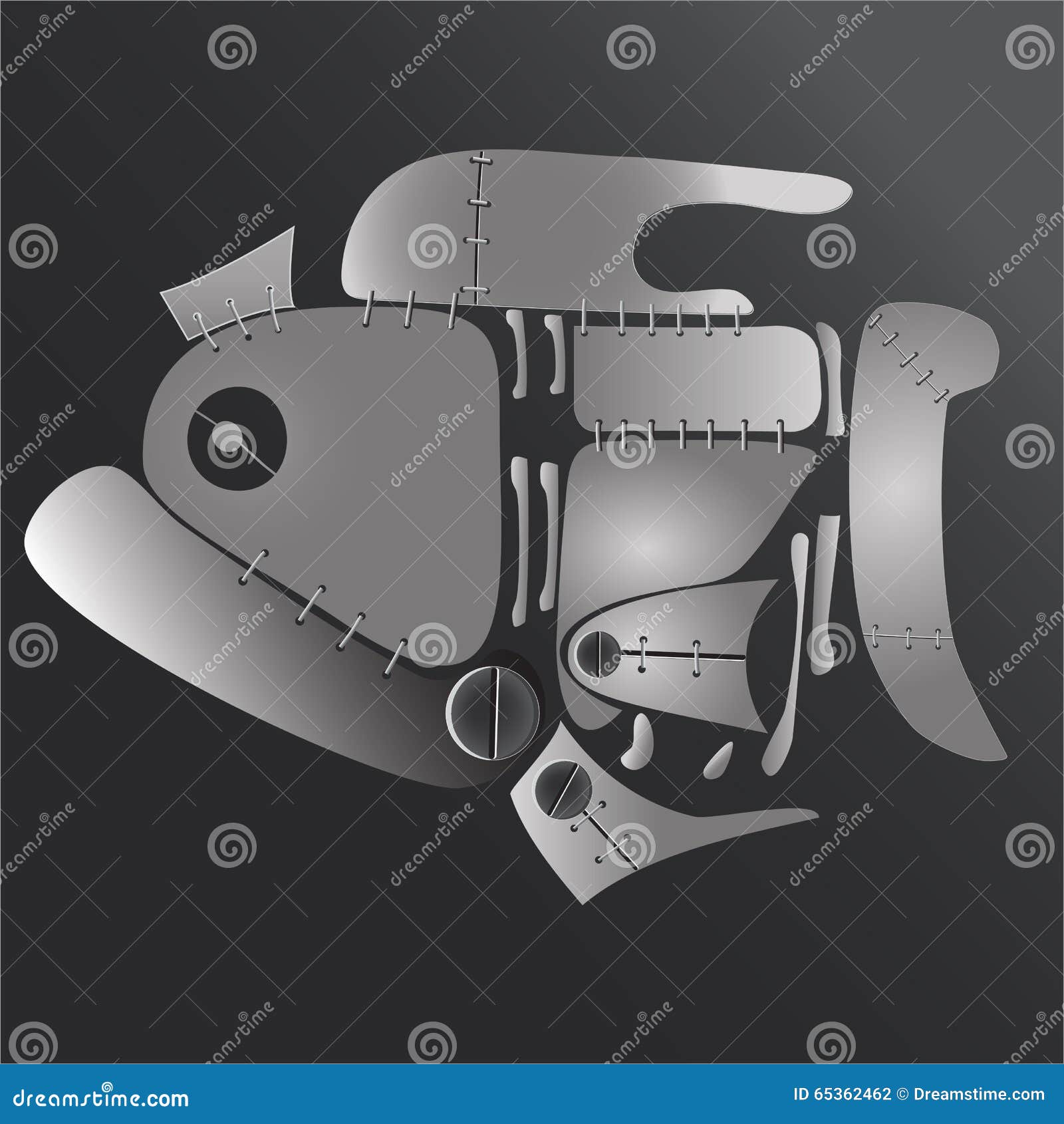 Mechanical fish stock illustration. Illustration of metall - 65362462