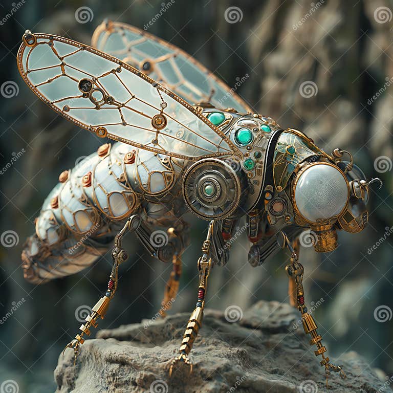 Mechanical Fly on an Abstract Background. Stock Image - Image of ...