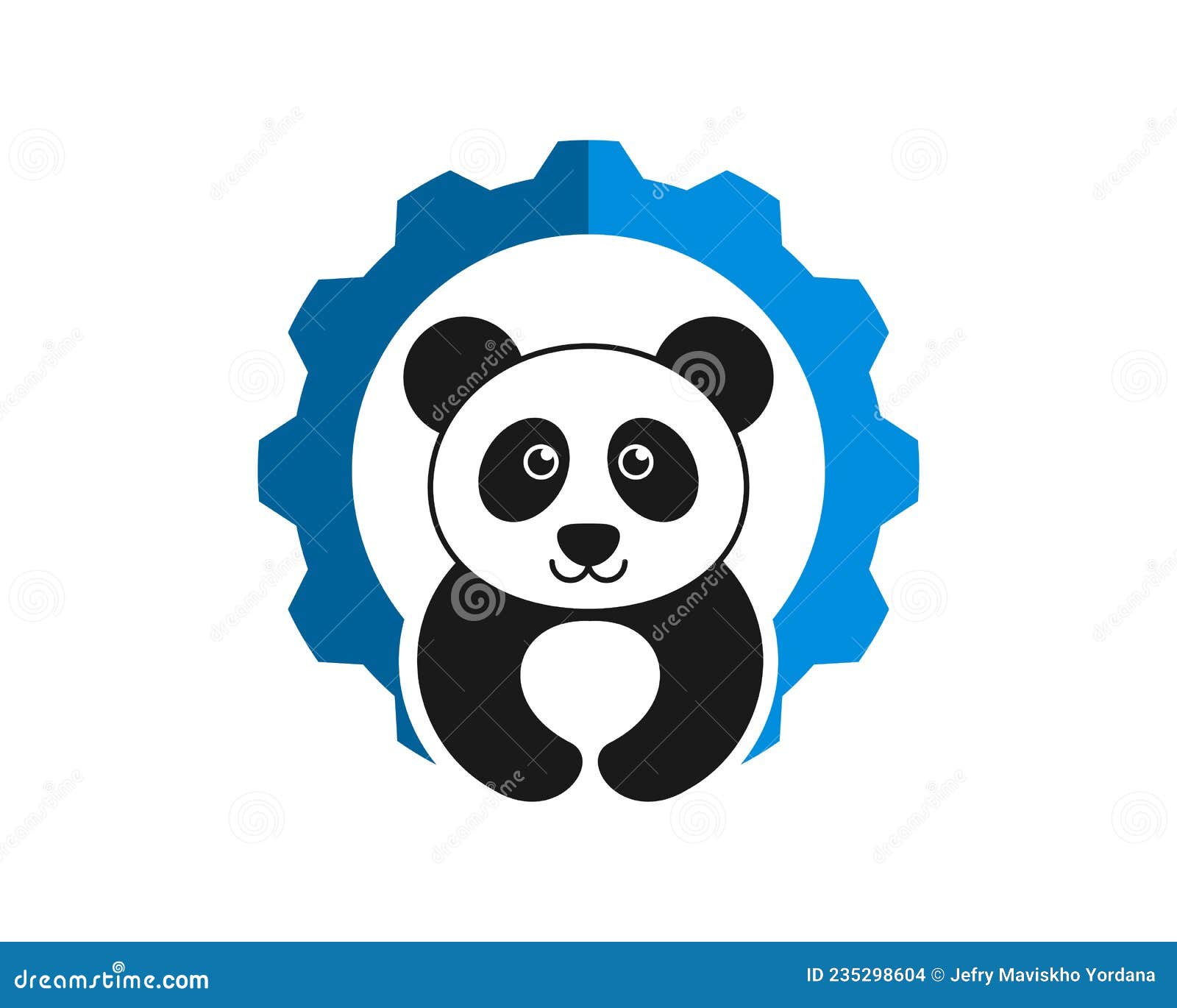 Mechanical Gear with Cute Panda Inside Stock Illustration ...