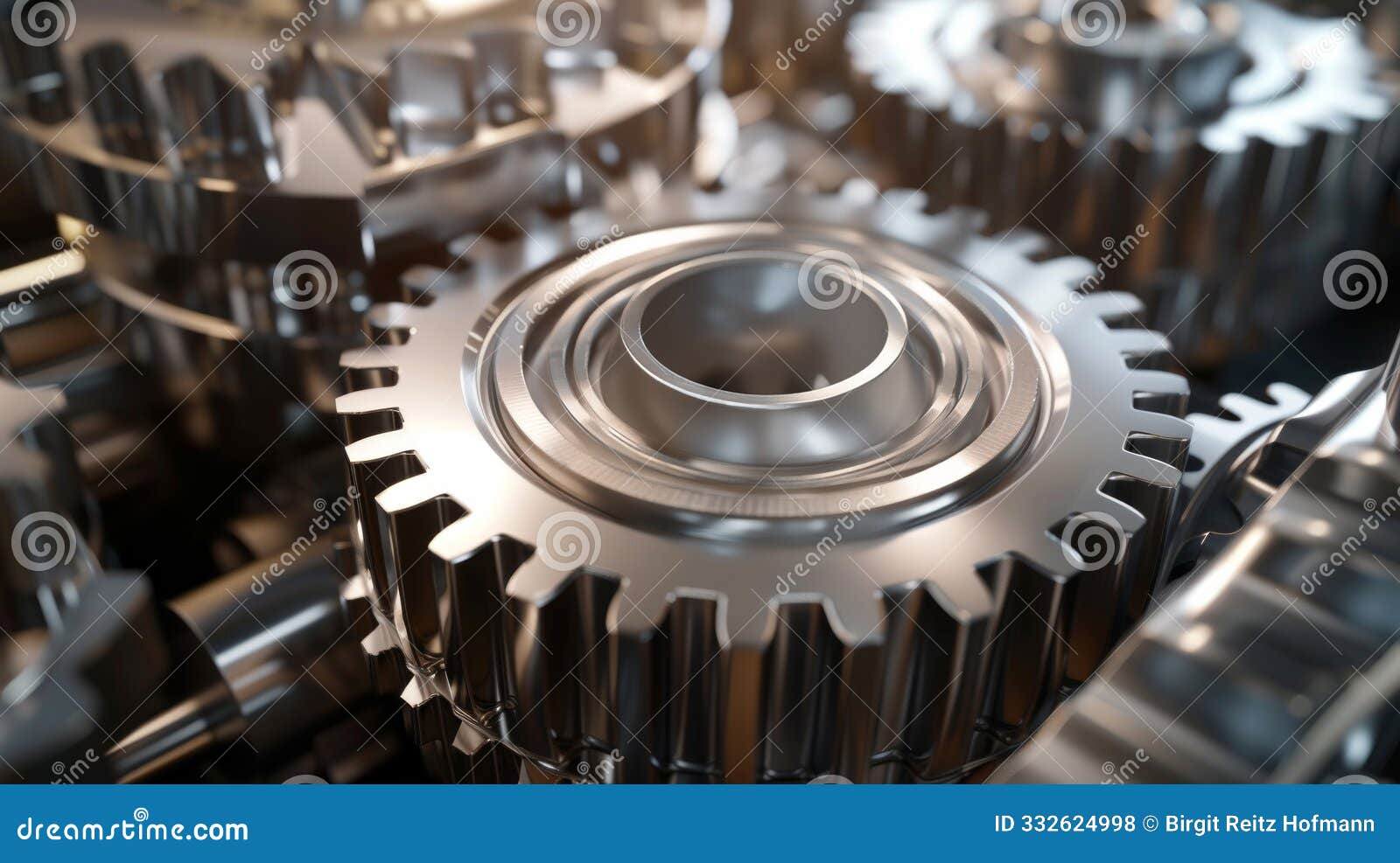 Mechanical Gear Wheels in Motion Stock Illustration - Illustration of ...