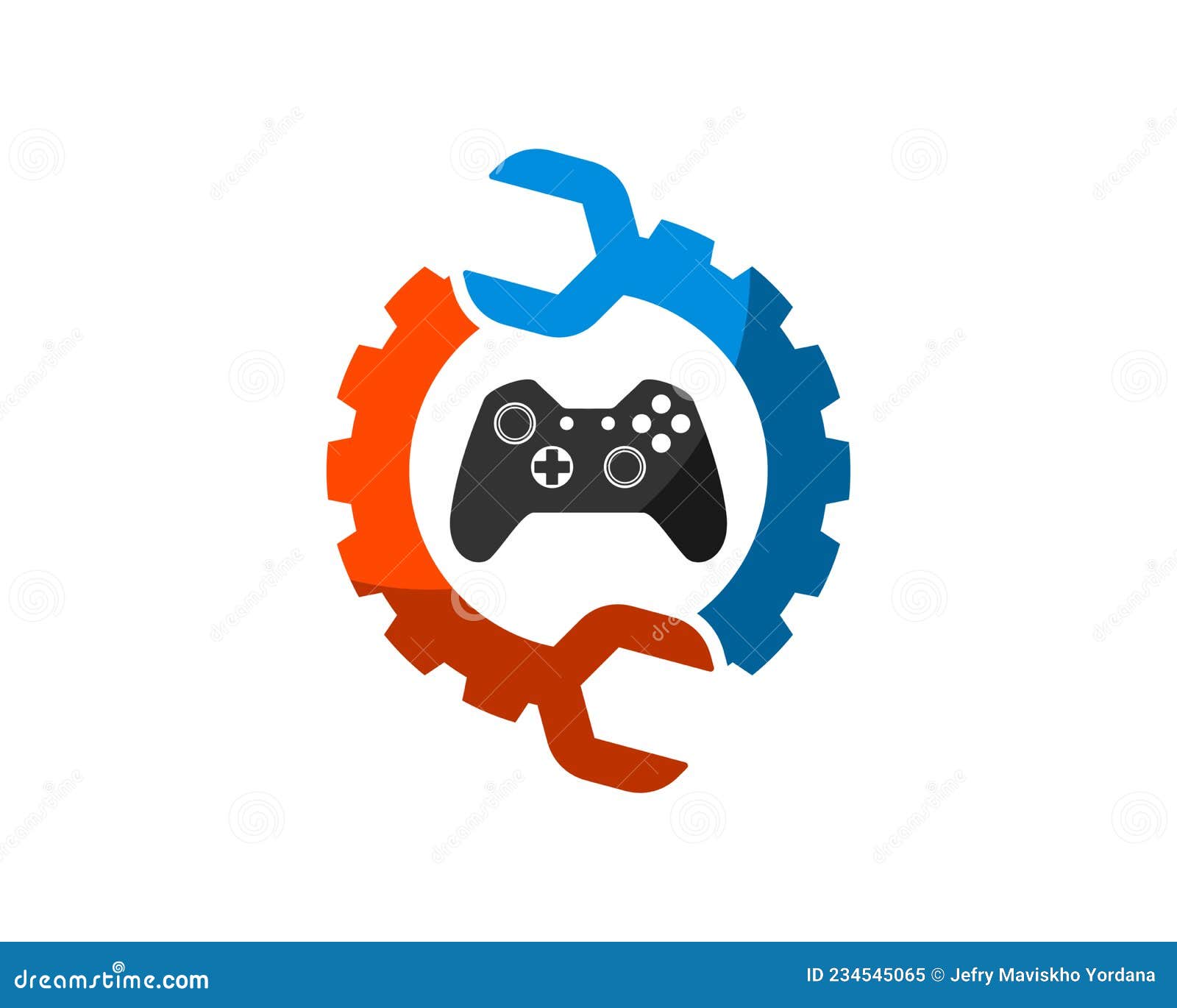 Mechanical Gear and Wrench with Game Console Inside Stock Illustration ...
