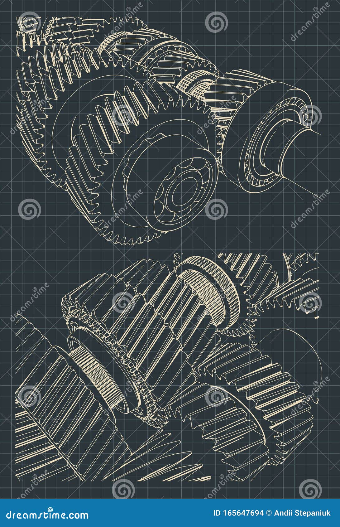 Mechanical Gearbox Blueprints Stock Vector - Illustration of stylized ...