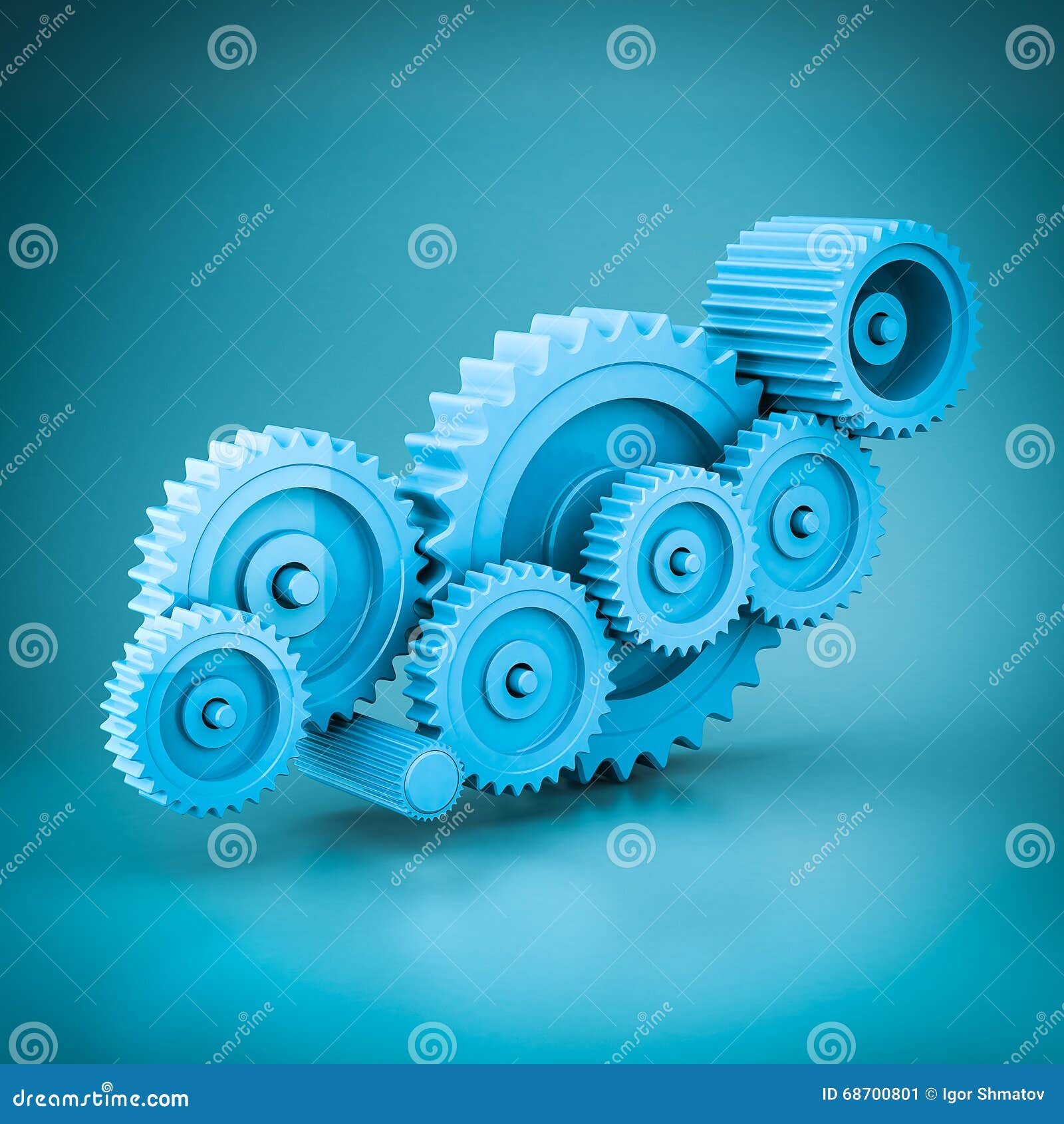 Mechanical gears 3d model stock illustration. Illustration of blue ...