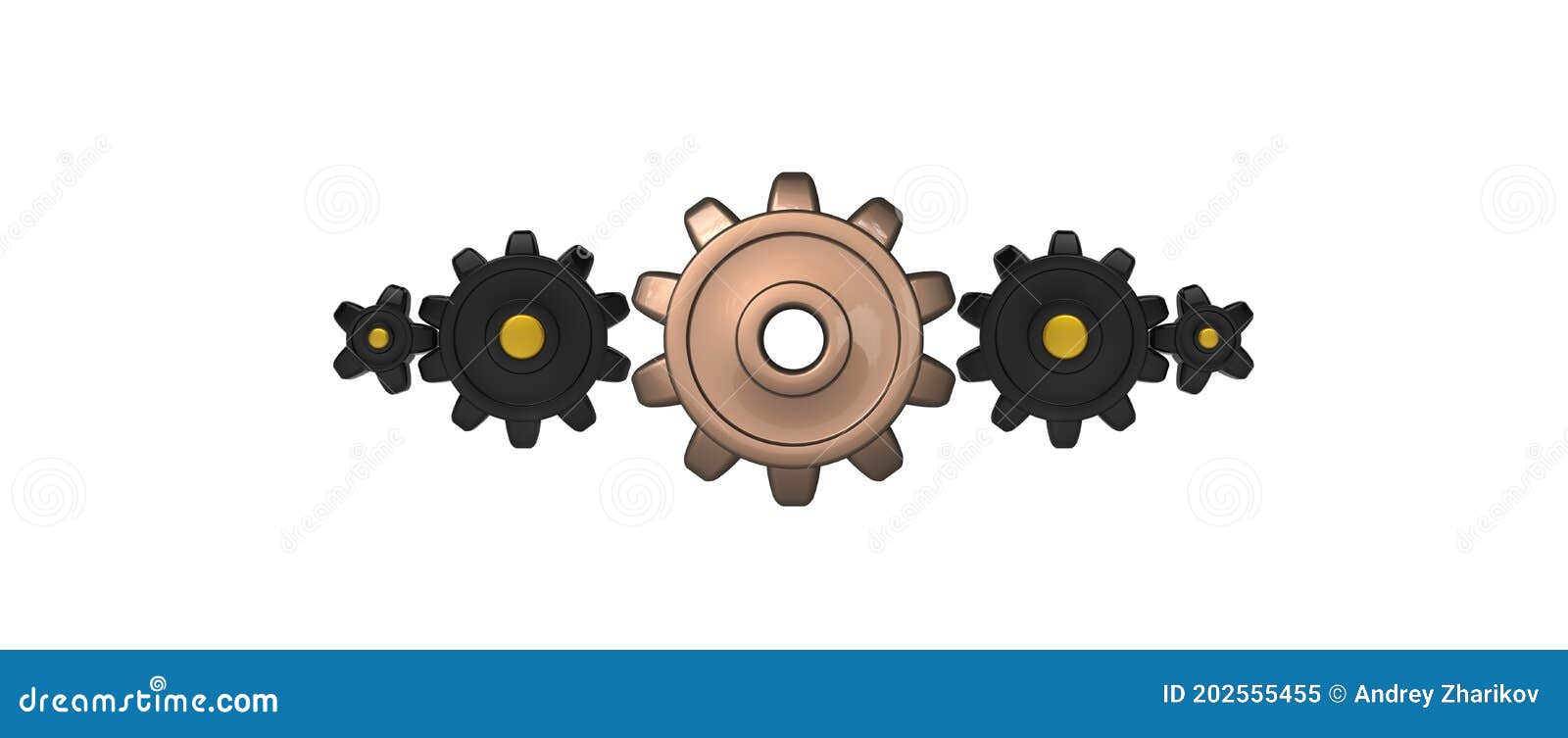 Mechanical Gears on a White Background. 3D Illustration Stock ...