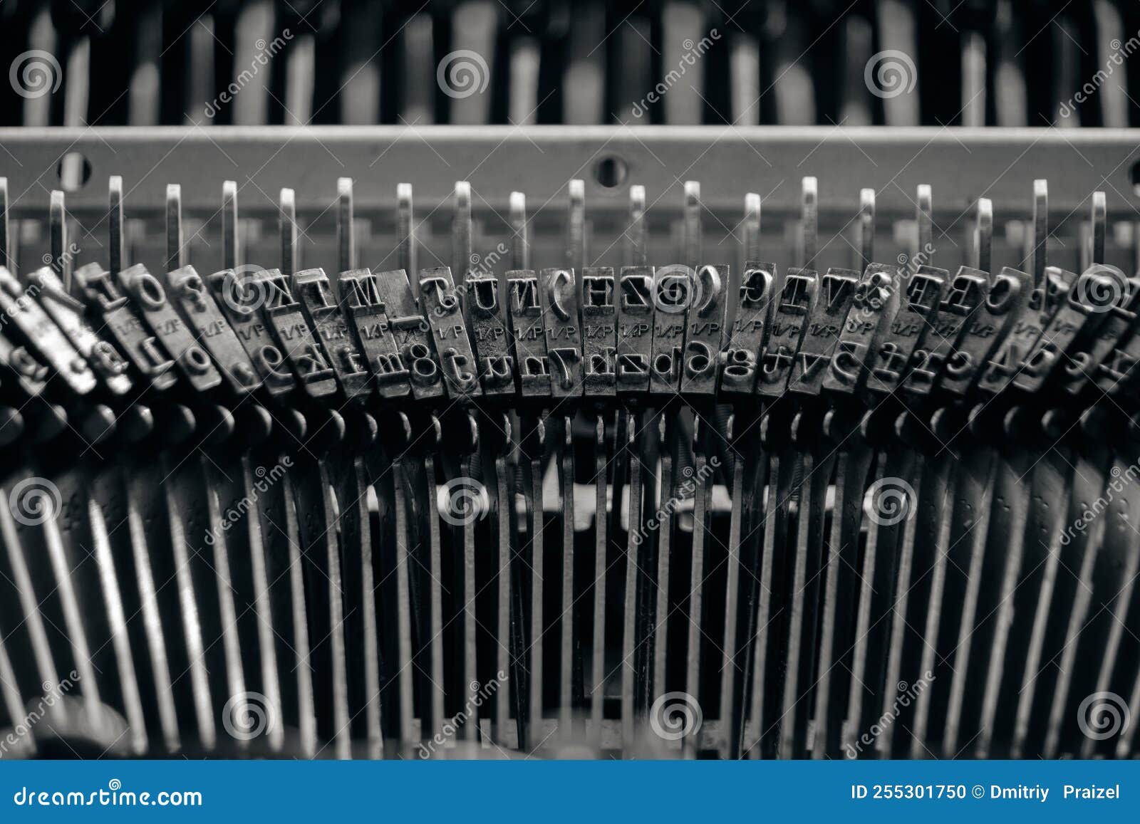 Mechanical Hammers with Alphabet for Typing Old Typewriter Stock Photo ...
