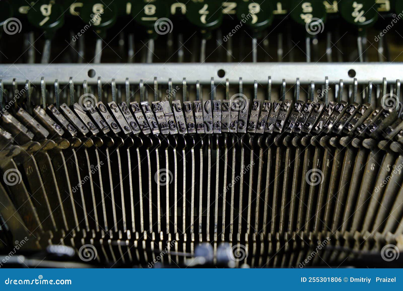 Mechanical Hammers with Alphabet for Typing Old Typewriter Stock Photo ...