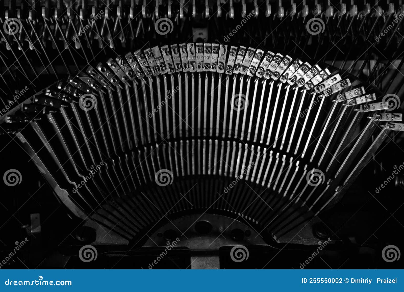 Mechanical Hammers with Alphabet for Typing Old Typewriter Stock Photo ...