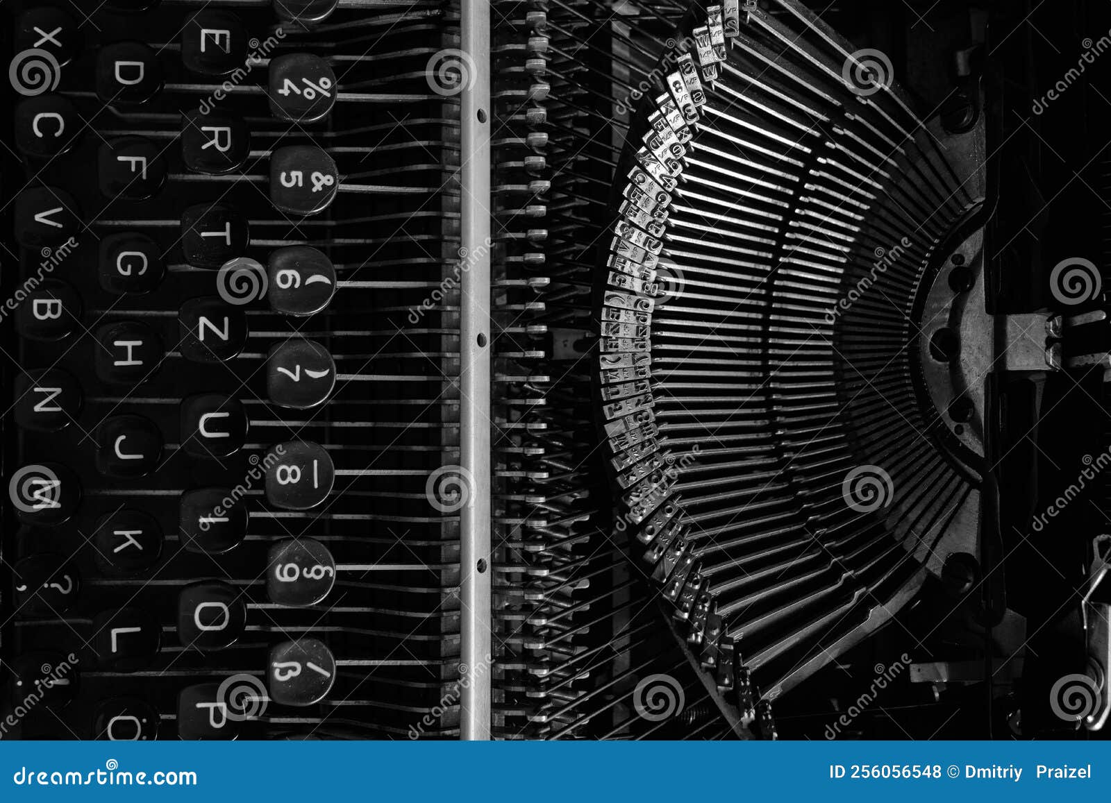Mechanical Hammers with Alphabet for Typing Old Typewriter Stock Photo ...