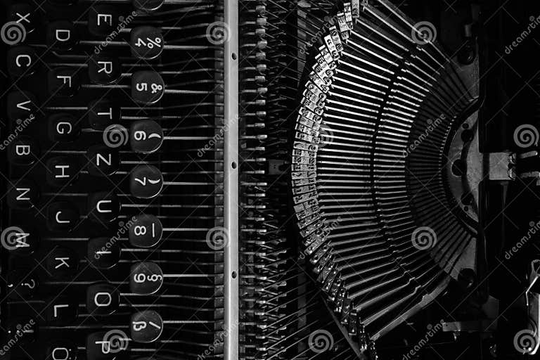 Mechanical Hammers with Alphabet for Typing Old Typewriter Stock Photo ...
