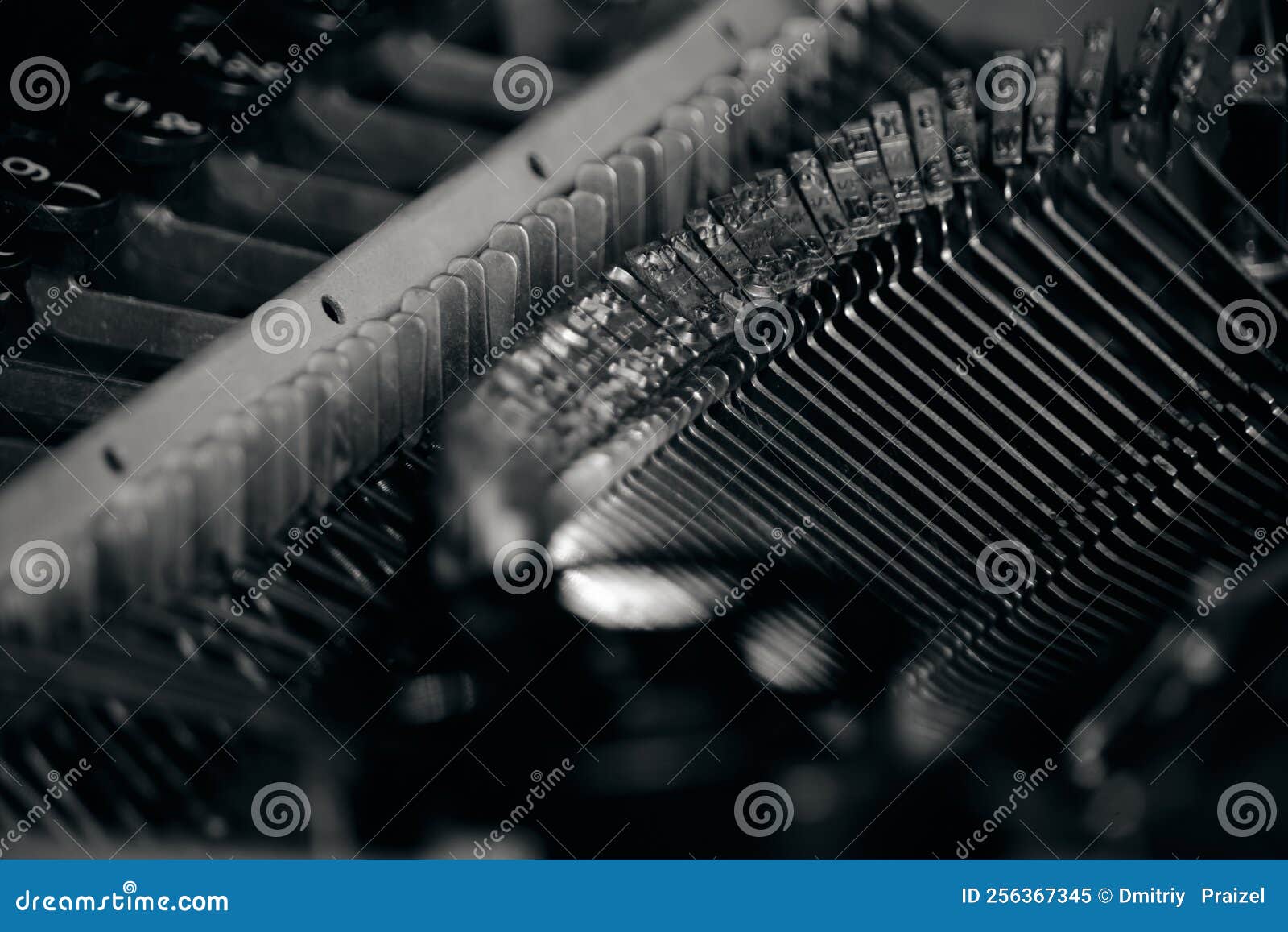 Mechanical Hammers with Alphabet for Typing Old Typewriter Stock Image ...