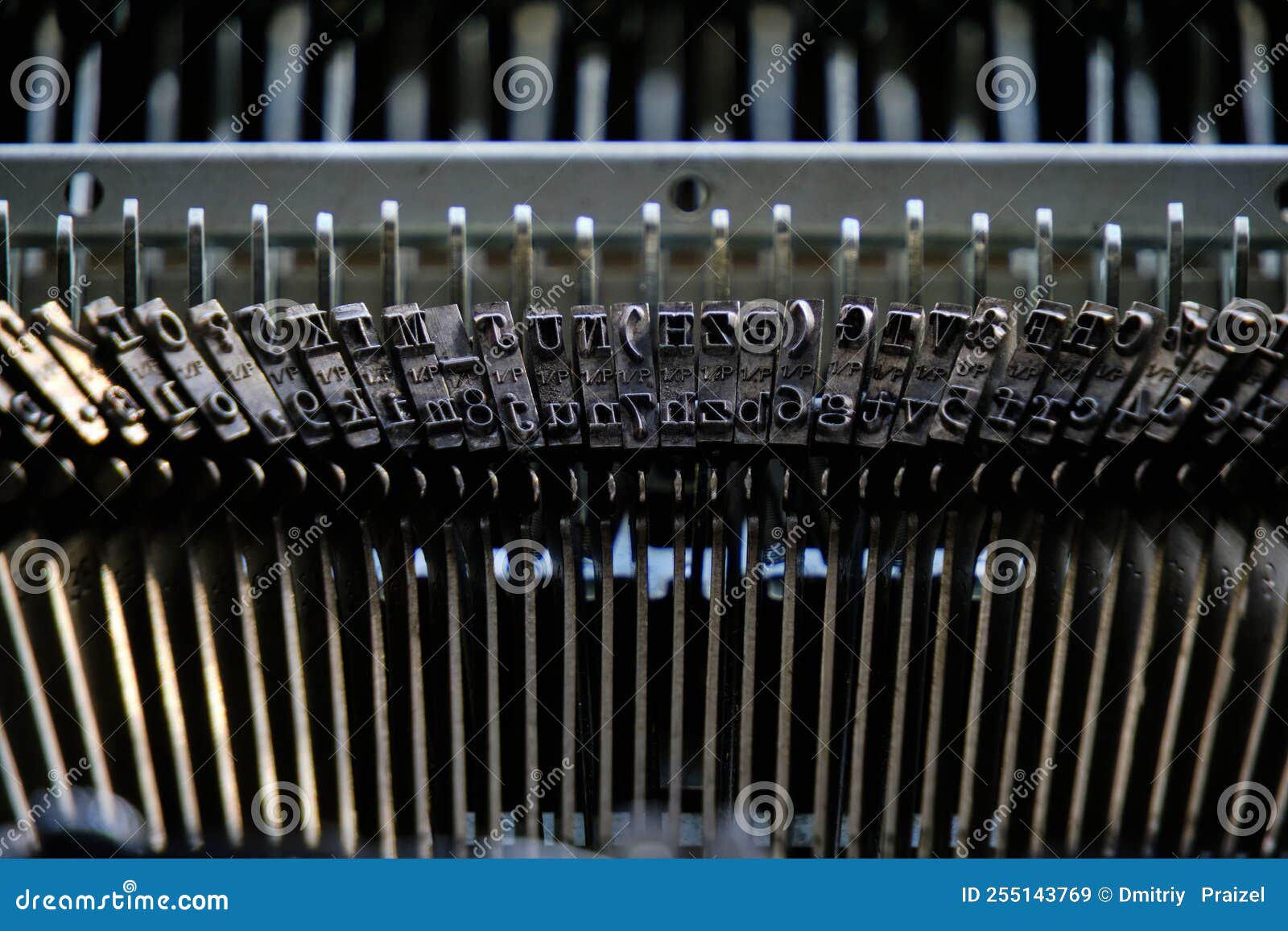 Mechanical Hammers with Alphabet for Typing Old Typewriter Stock Image ...