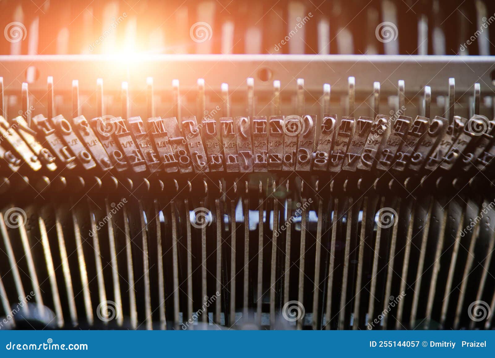 Mechanical Hammers with Alphabet for Typing Old Typewriter Stock Image ...