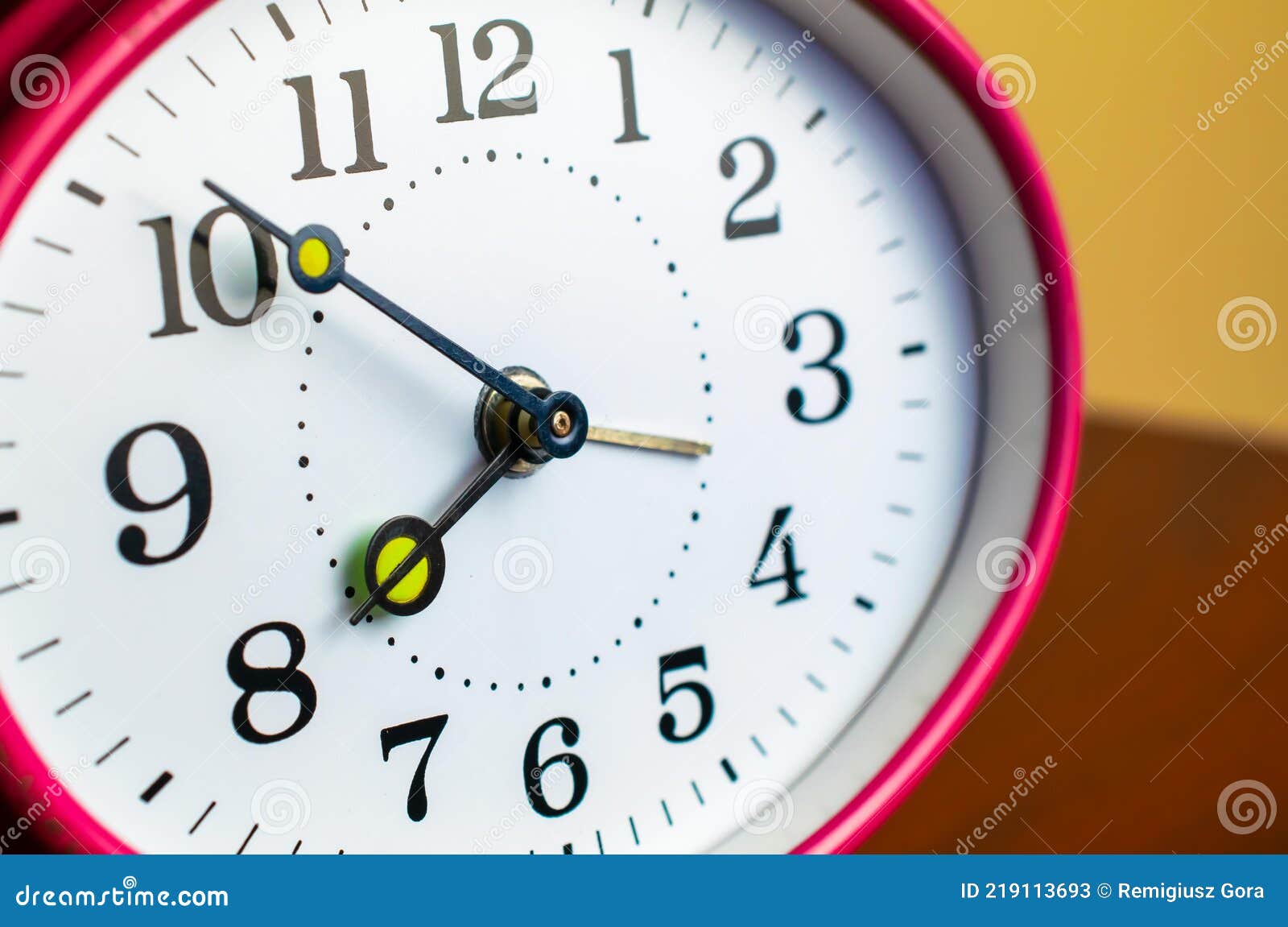 Mechanical Hand Clock White Dial. Spring Alarm Clock Stock Image ...