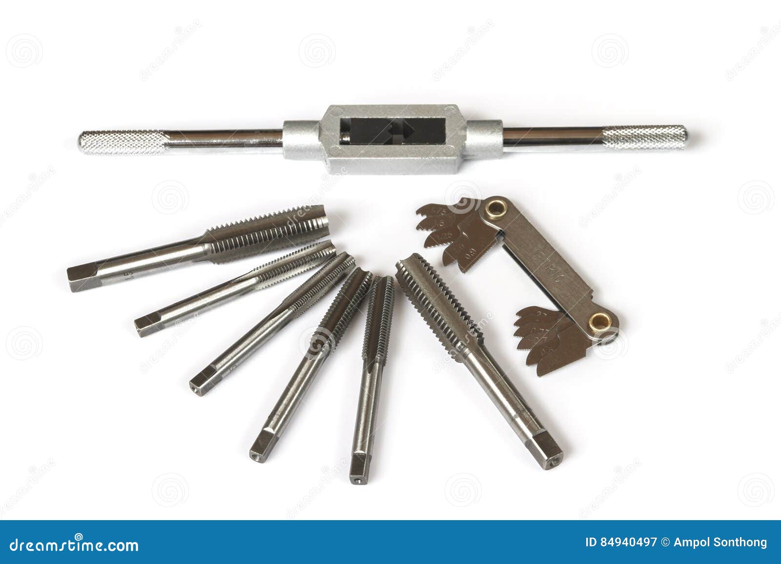 Mechanical Hand Tool Set of Tap and Die Cutting. Stock Image - Image of ...
