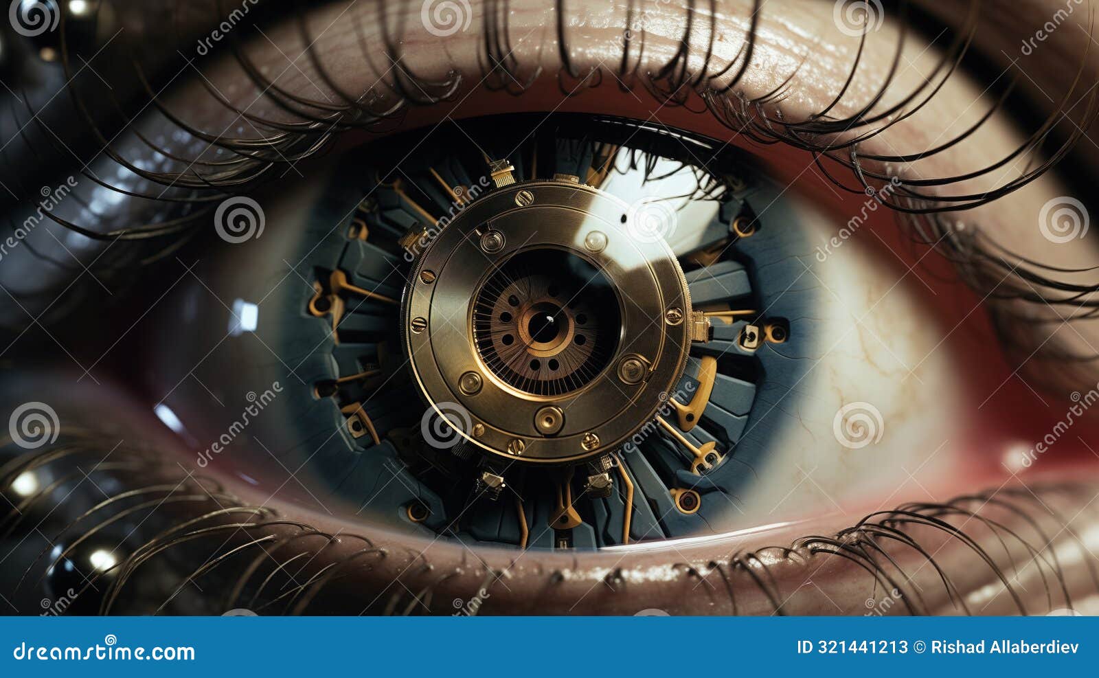 Mechanical Iris within a Human Eye, Steampunk Vision Stock Illustration ...