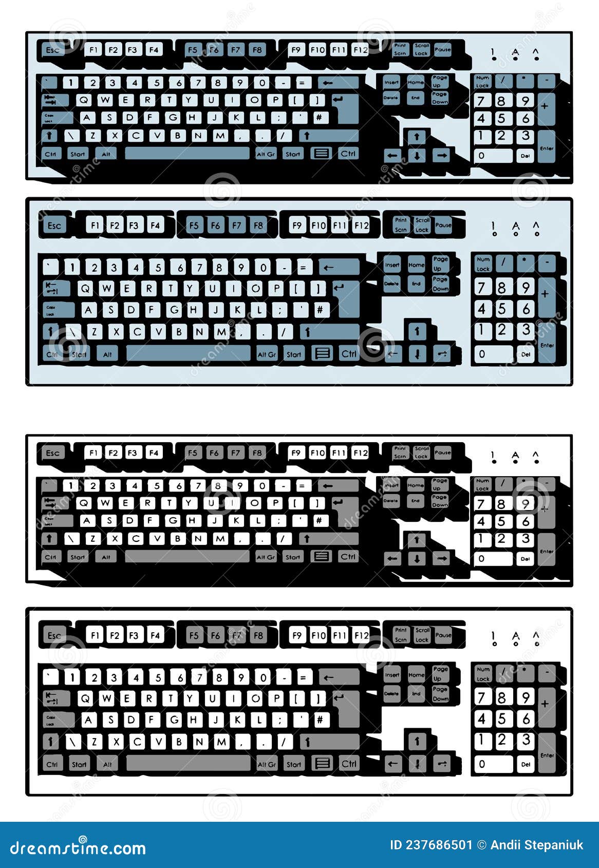 Mechanical Keyboard Isometric Drawings Vector Illustration ...