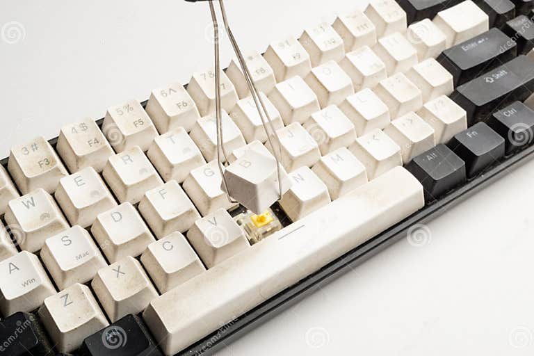 Mechanical Keyboard Maintenance Using Key Cap Puller Stock Image ...