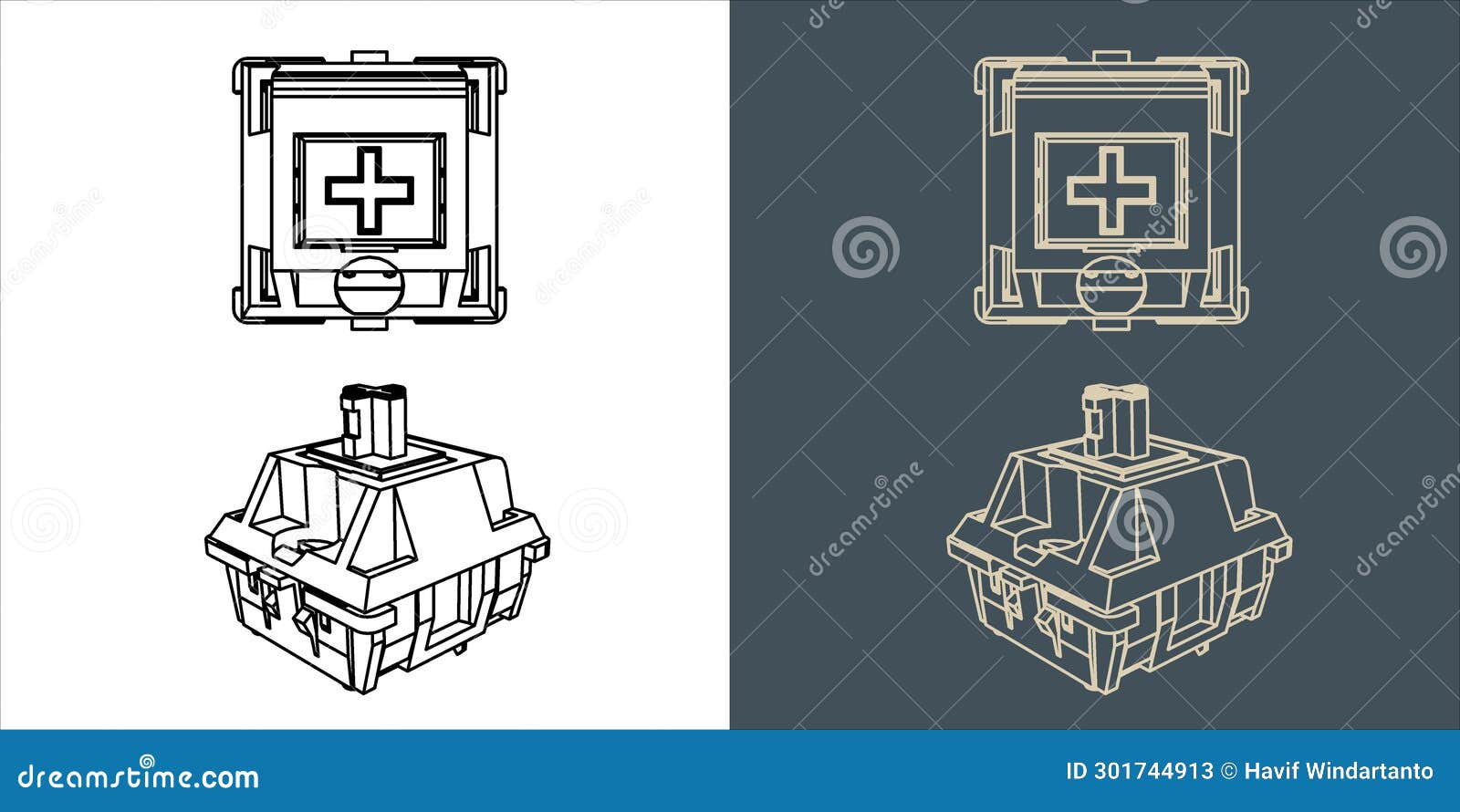 Mechanical keyboard switch stock vector. Illustration of drawing ...