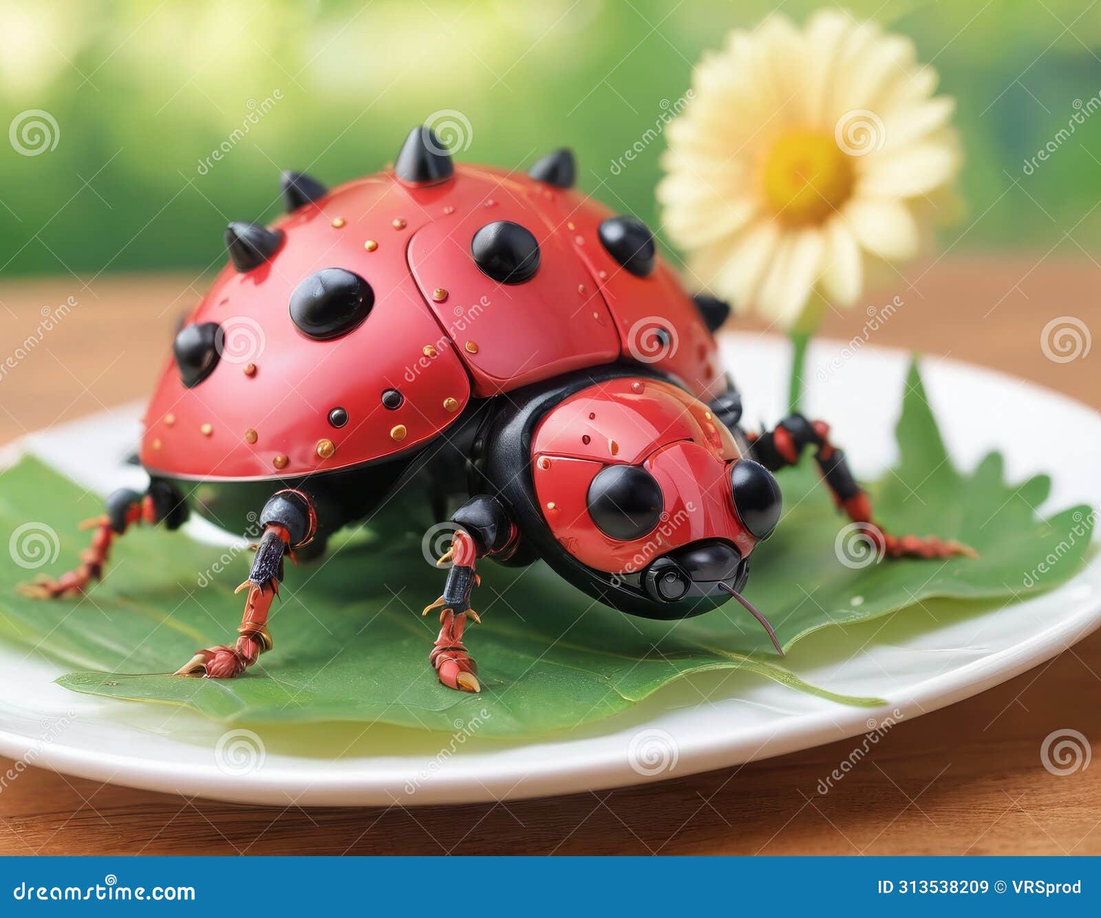 Mechanical Ladybug on Leaf stock image. Image of hybrid - 313538209