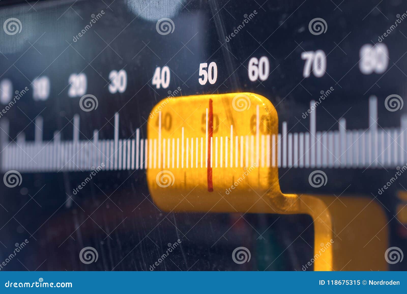 Yellow Pointer On The Background Of A Linear Scale. Stock Image - Image ...
