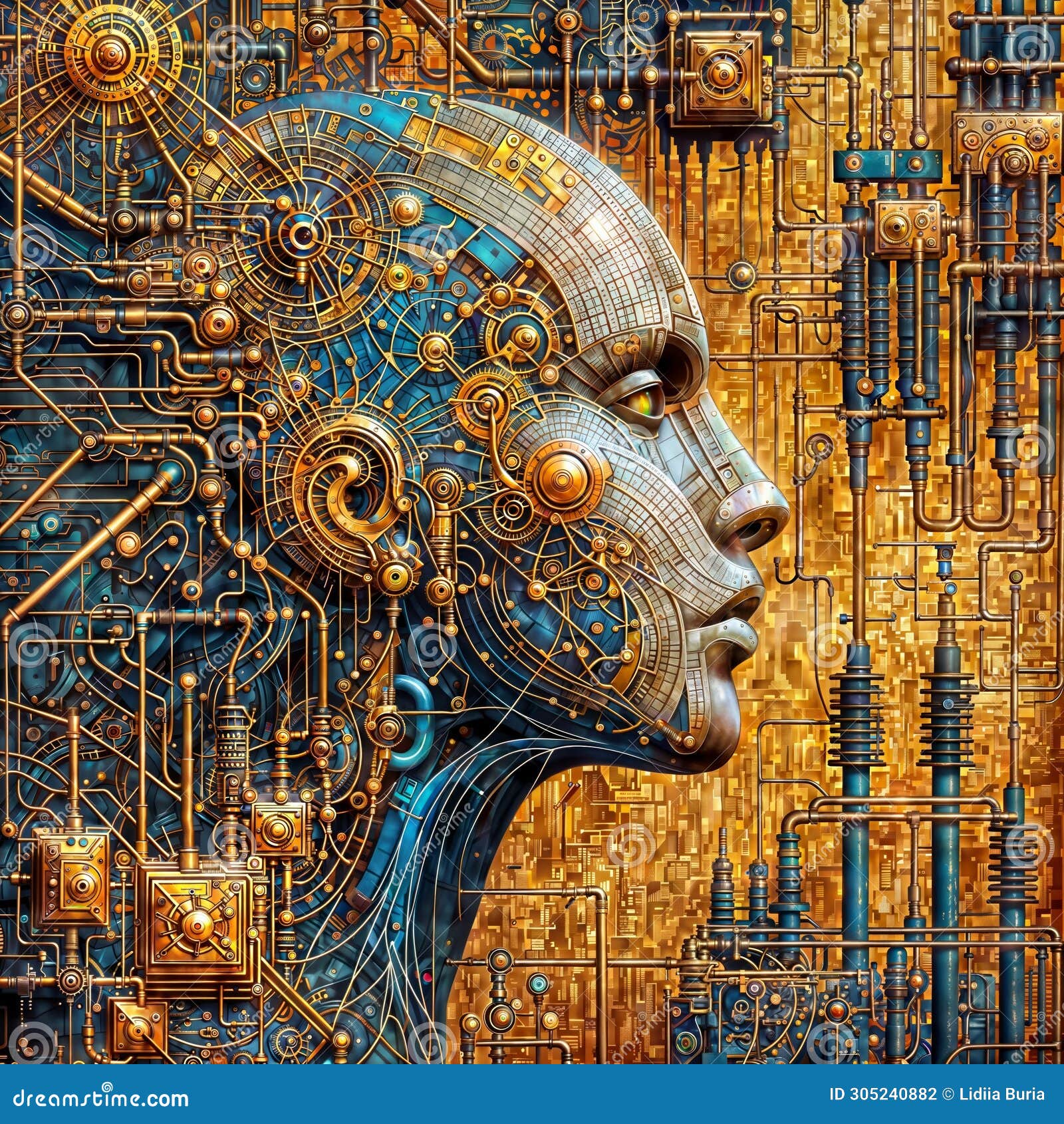 A Mechanical Marvel: a Robot S Head Intricately Crafted from ...