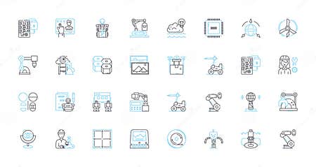 Mechanical Modeling Linear Icons Set. Simulation, Analysis, Design ...