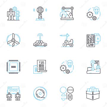 Mechanical Modeling Linear Icons Set. Simulation, Analysis, Design ...