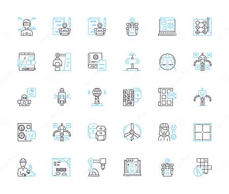 Mechanical Modeling Linear Icons Set. Simulation, Analysis, Design ...