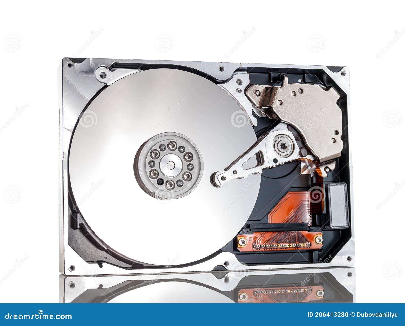 Mechanical Movable Hard Disk, with Magnetic Head in Disassembled State ...