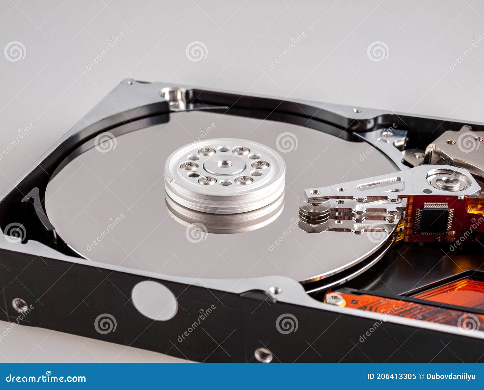 Mechanical Movable Hard Disk, with Magnetic Head in Disassembled State ...