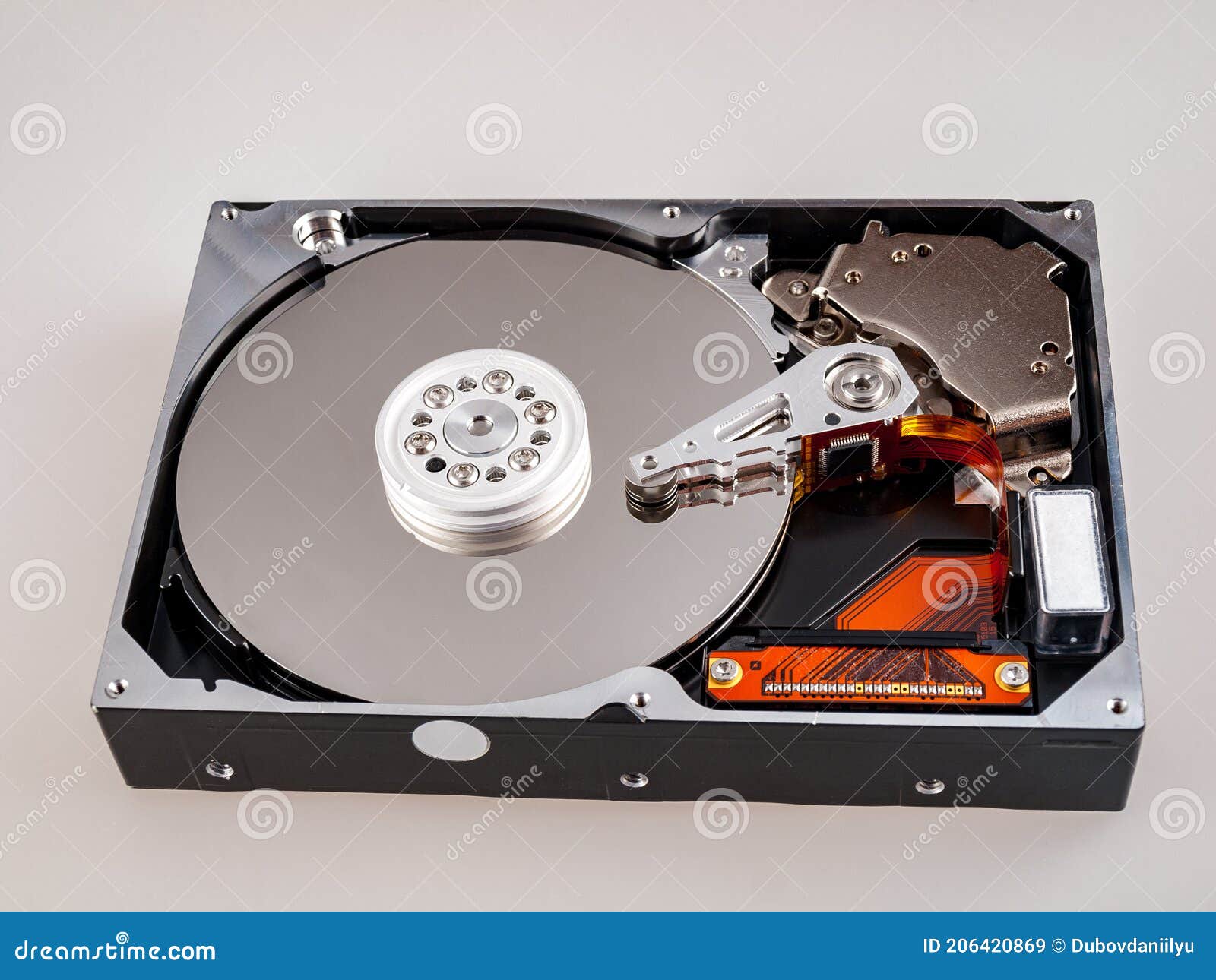 Mechanical Movable Hard Disk, with Magnetic Head in Disassembled State ...