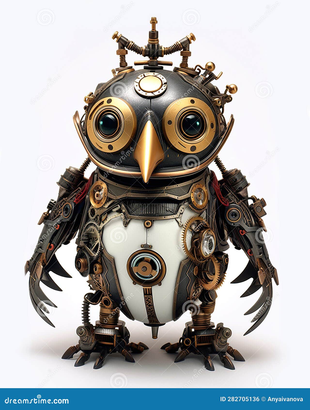 A Mechanical Owl with a Crown on Its Head. Generative AI Image. Stock ...