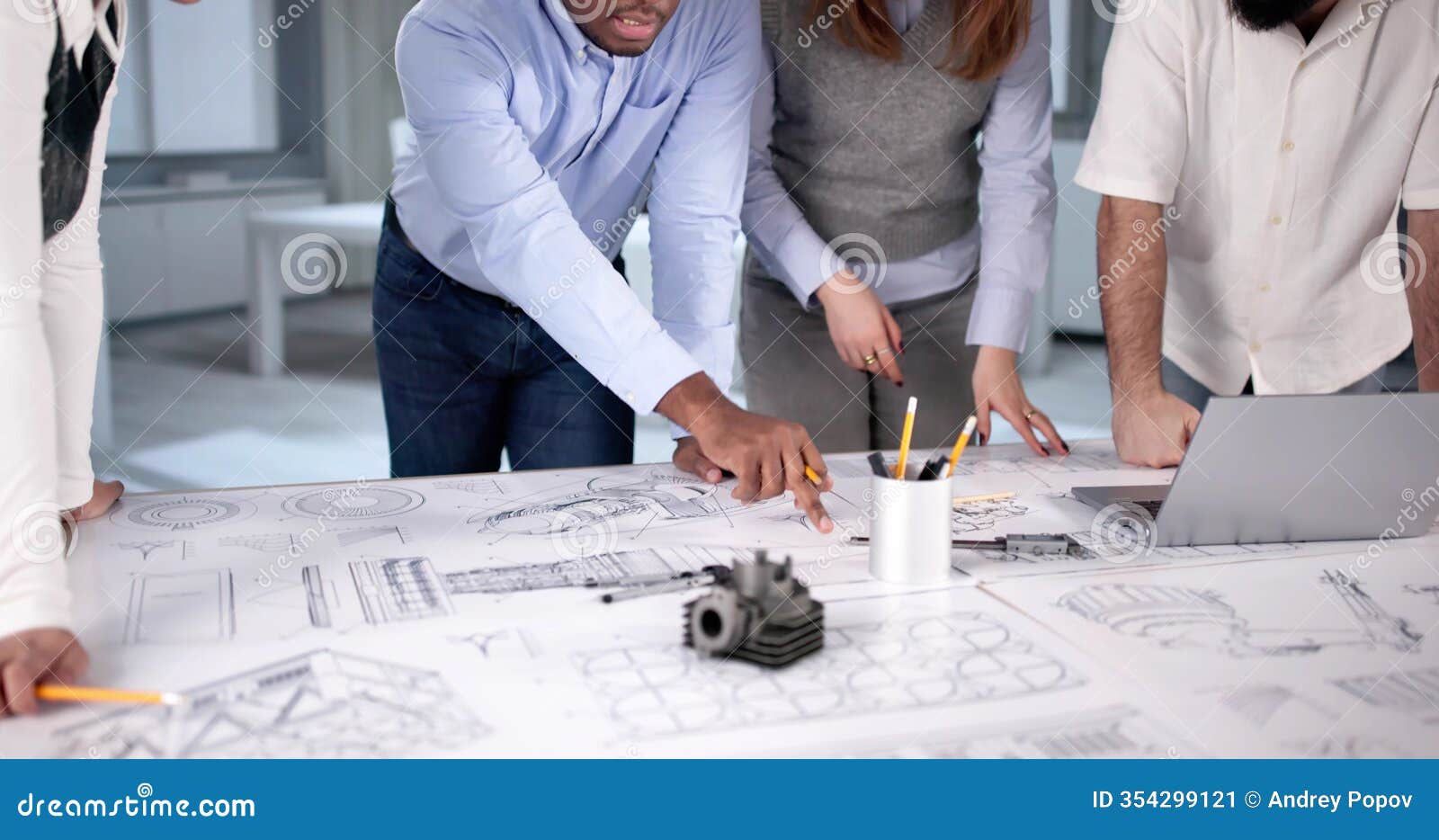 Mechanical Part Design Blueprint Stock Image - Image of engineer, group ...