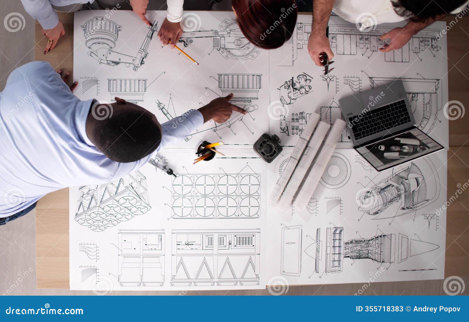 Part Of Blueprint Floor Plan. Architectural Drawing Background. Stock ...