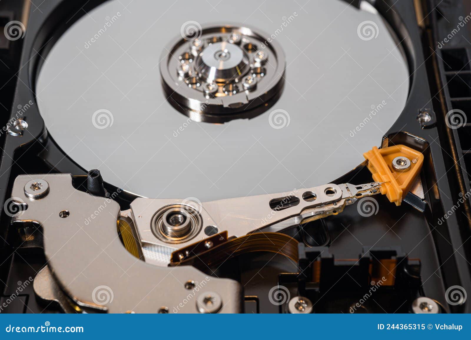 Mechanical Parts of Hard Drive Disk HDD Inside a Computer. Stock Image ...