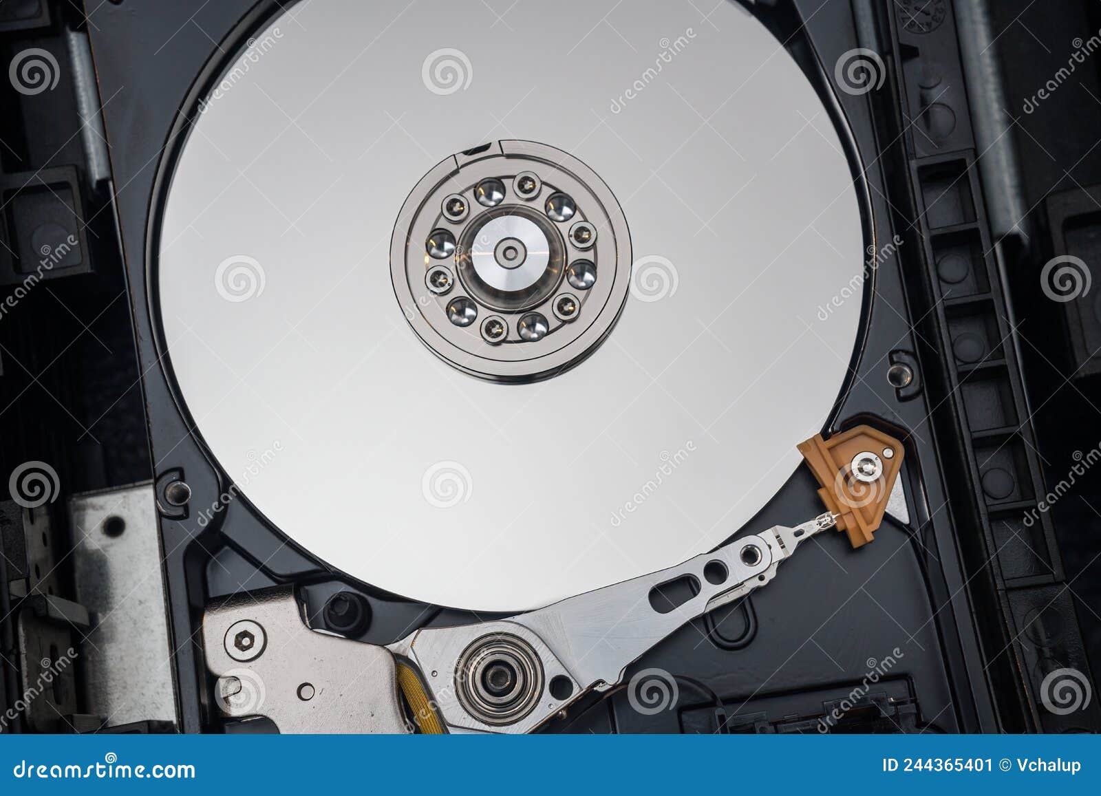 Mechanical Parts of Hard Drive Disk HDD Inside a Computer. Stock Image ...