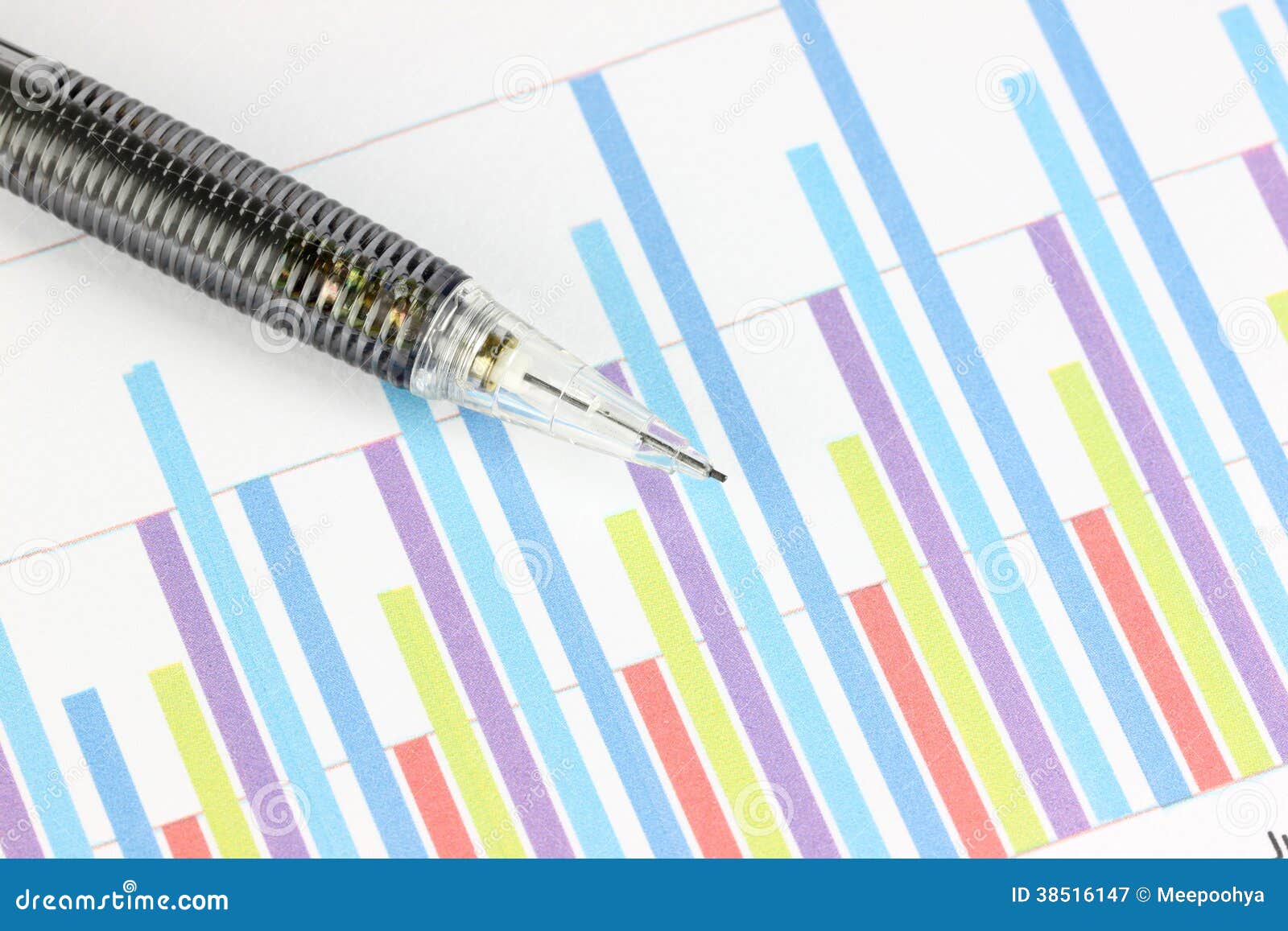 Mechanical Pencil Point To Bar Graph. Stock Image - Image of color ...