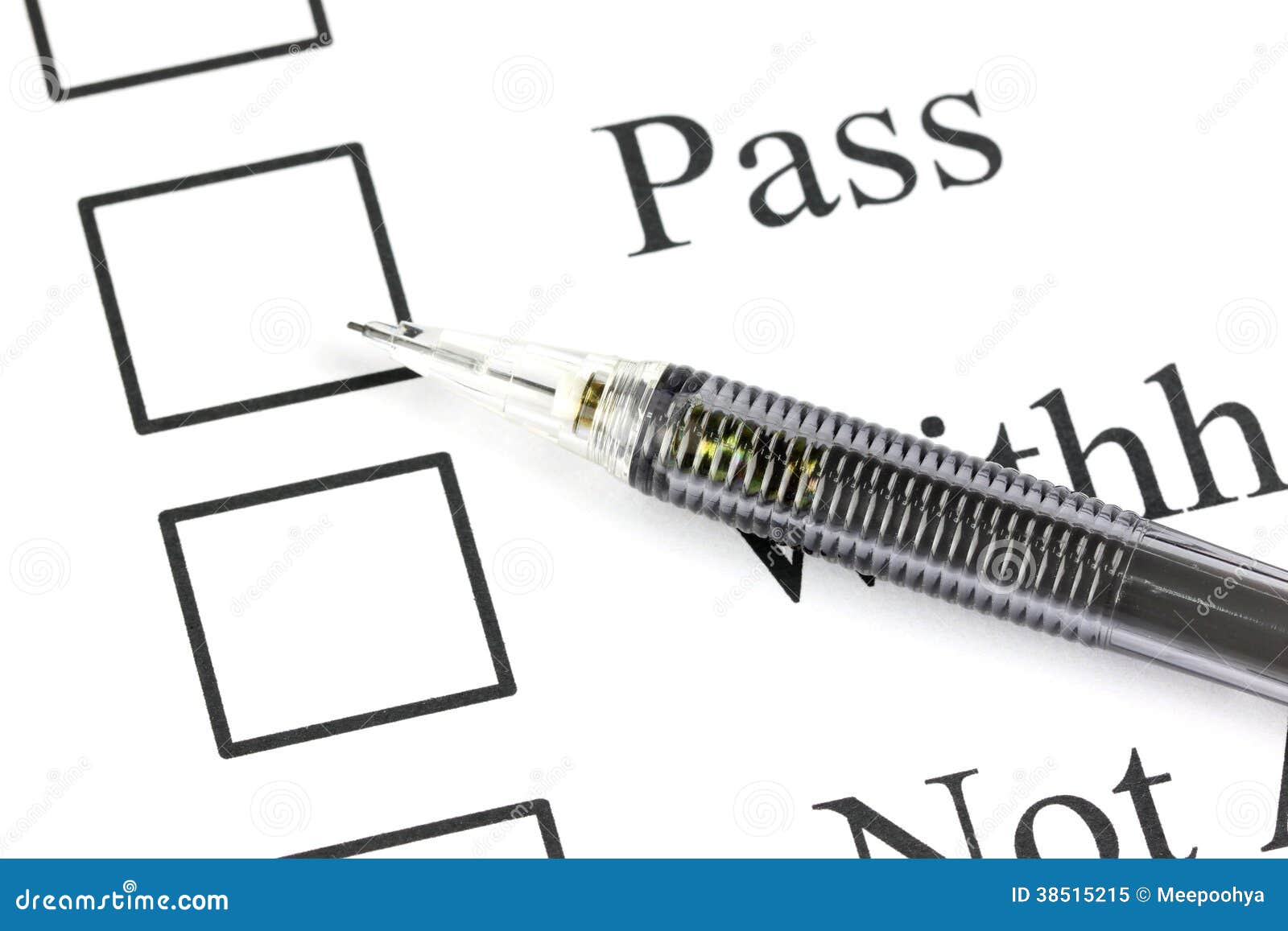 Mechanical Pencil Point To Checkbox in Pass Text. Stock Image - Image ...