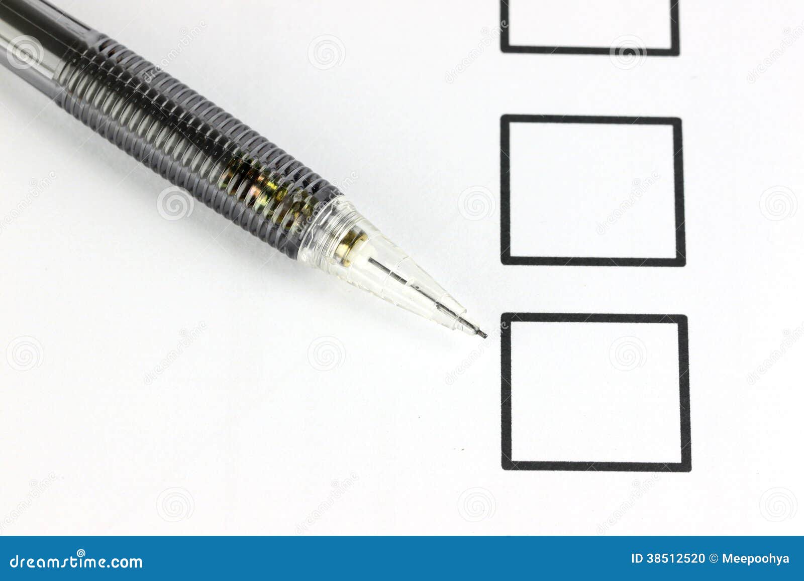 Mechanical Pencil Point To Checkbox. Stock Photo - Image of question ...