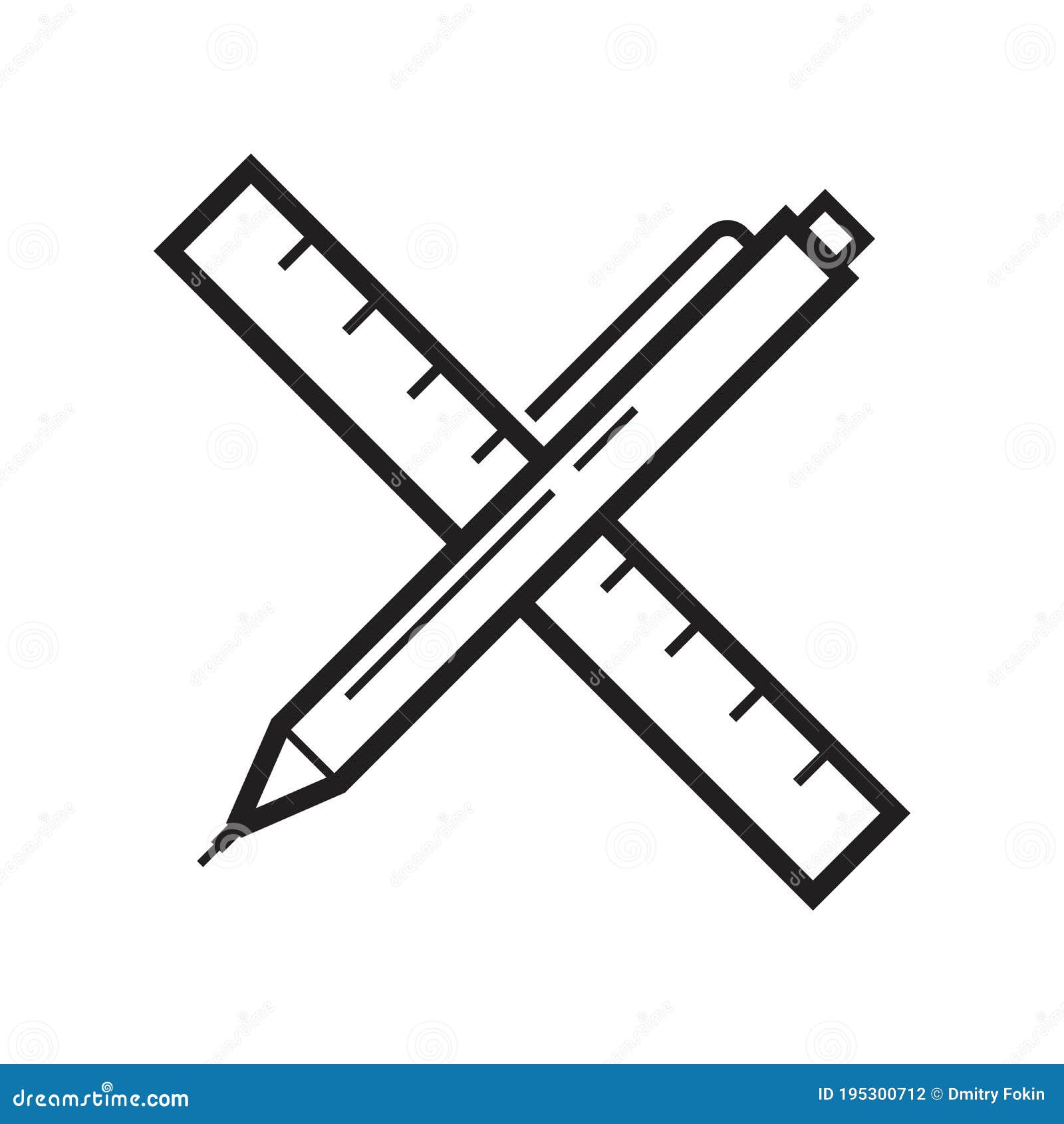 Mechanical Pencil with Ruler Line Icon, Modern Minimal Flat Design ...