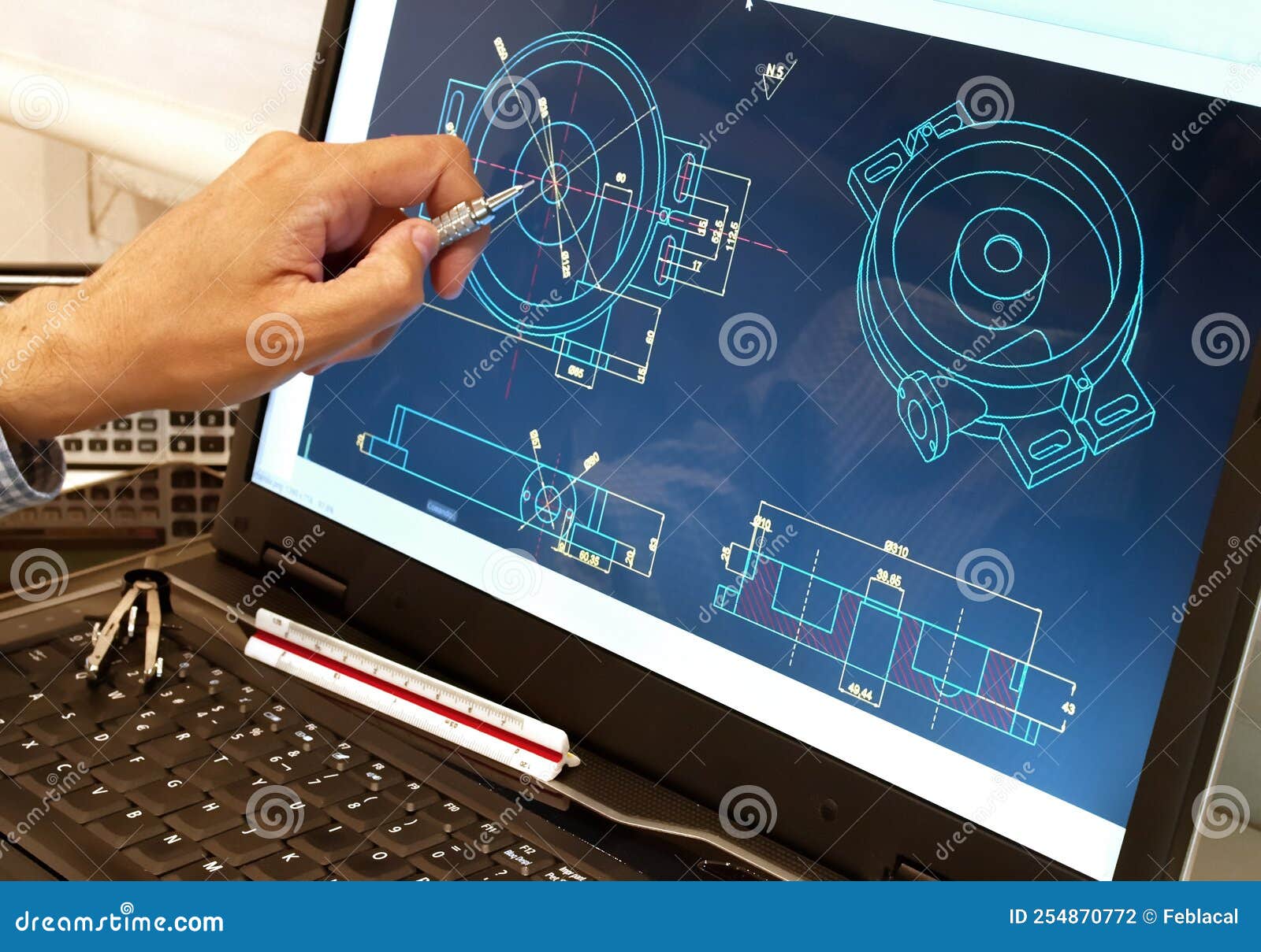 Mechanical Piece Cad Design Stock Photo - Image of black, development ...