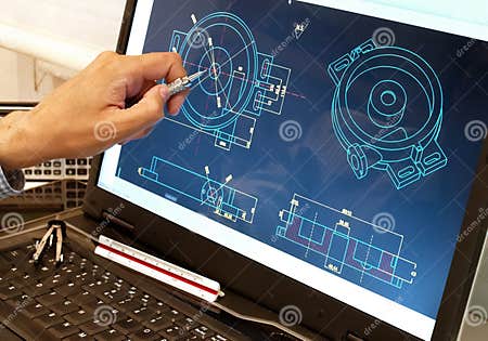 Mechanical Piece Cad Design Stock Photo - Image of black, development ...