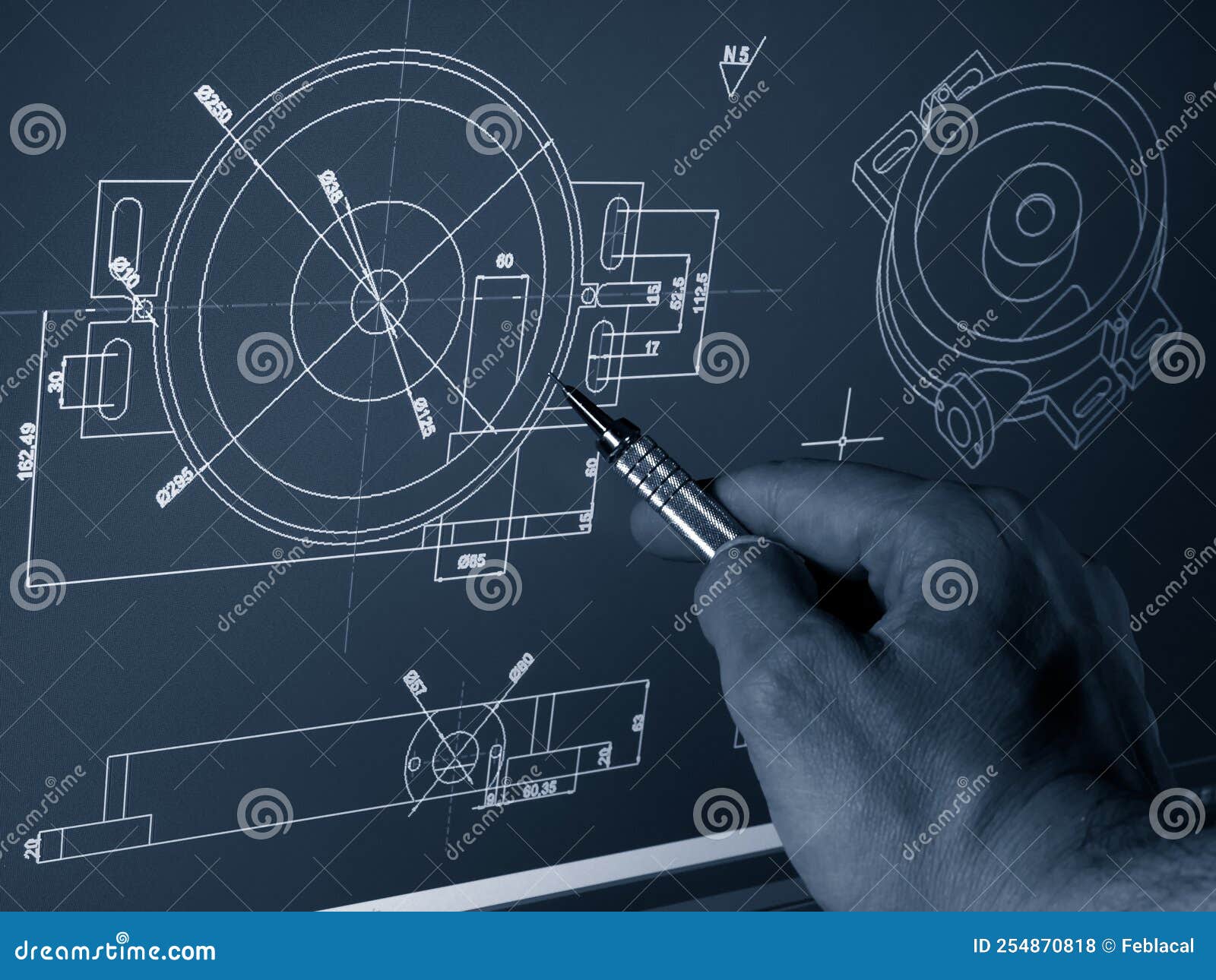 Mechanical Piece Cad Design Stock Photo - Image of digital, expertise ...