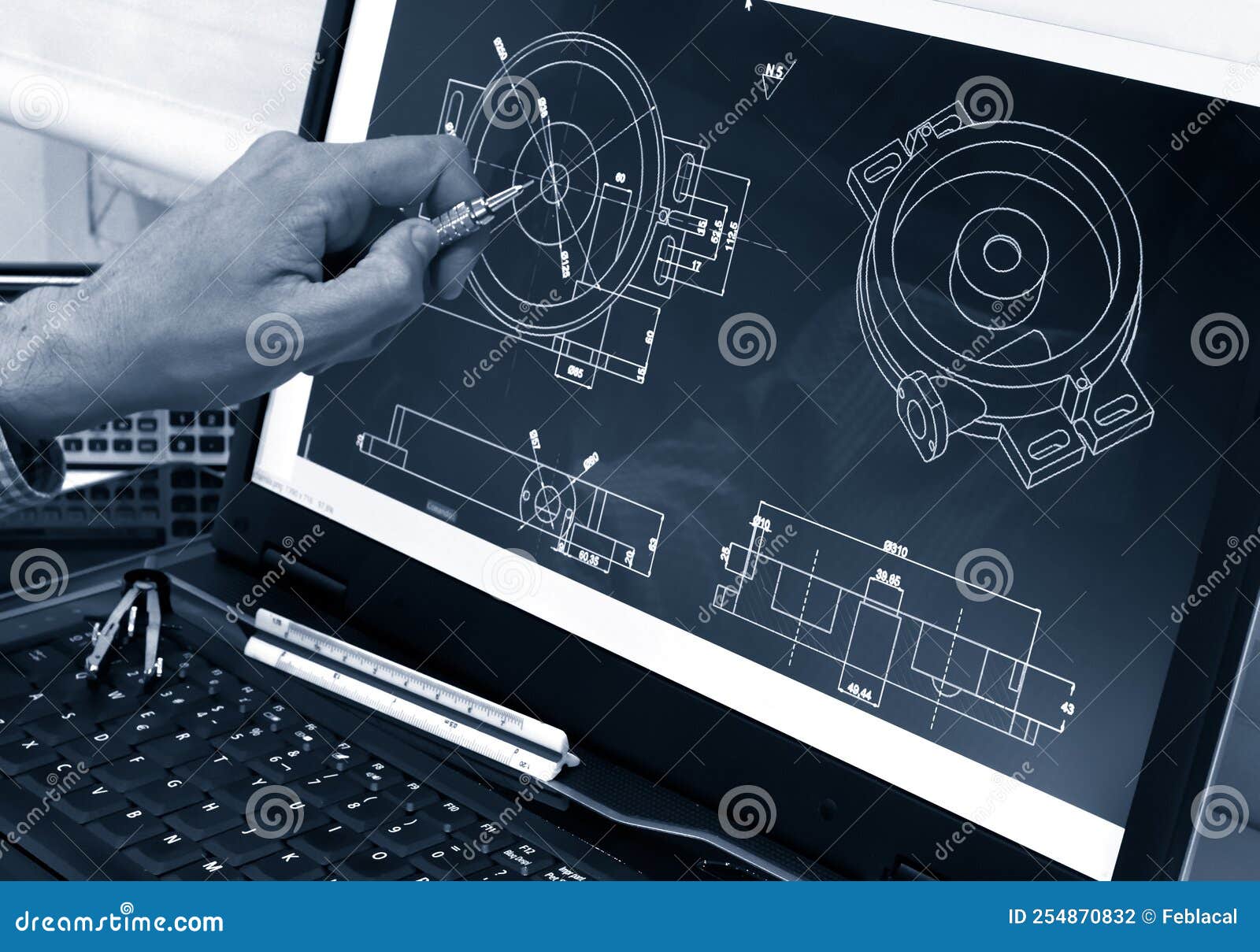 Mechanical Piece Cad Design Stock Photo - Image of engineering ...