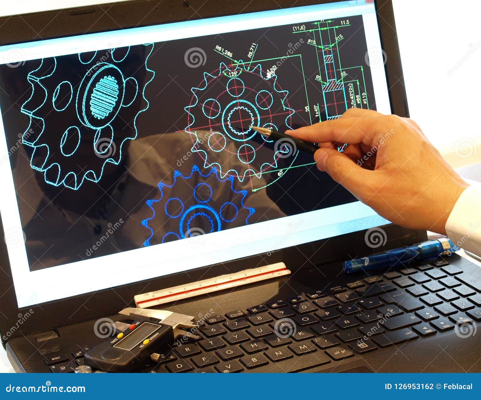 Mechanical Piece Design Cad Blueprint Stock Photo - Image of blue, idea ...