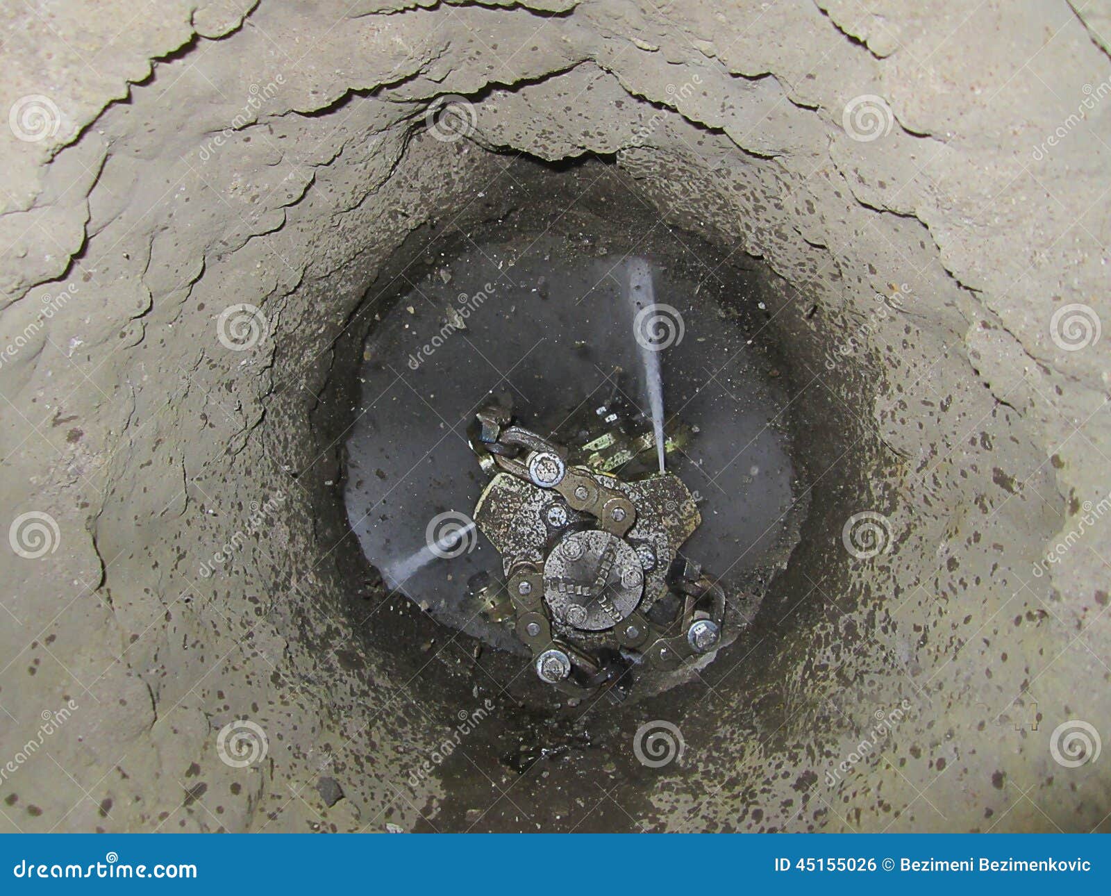 Mechanical pipe cleaning editorial photo. Image of viewing - 45155026