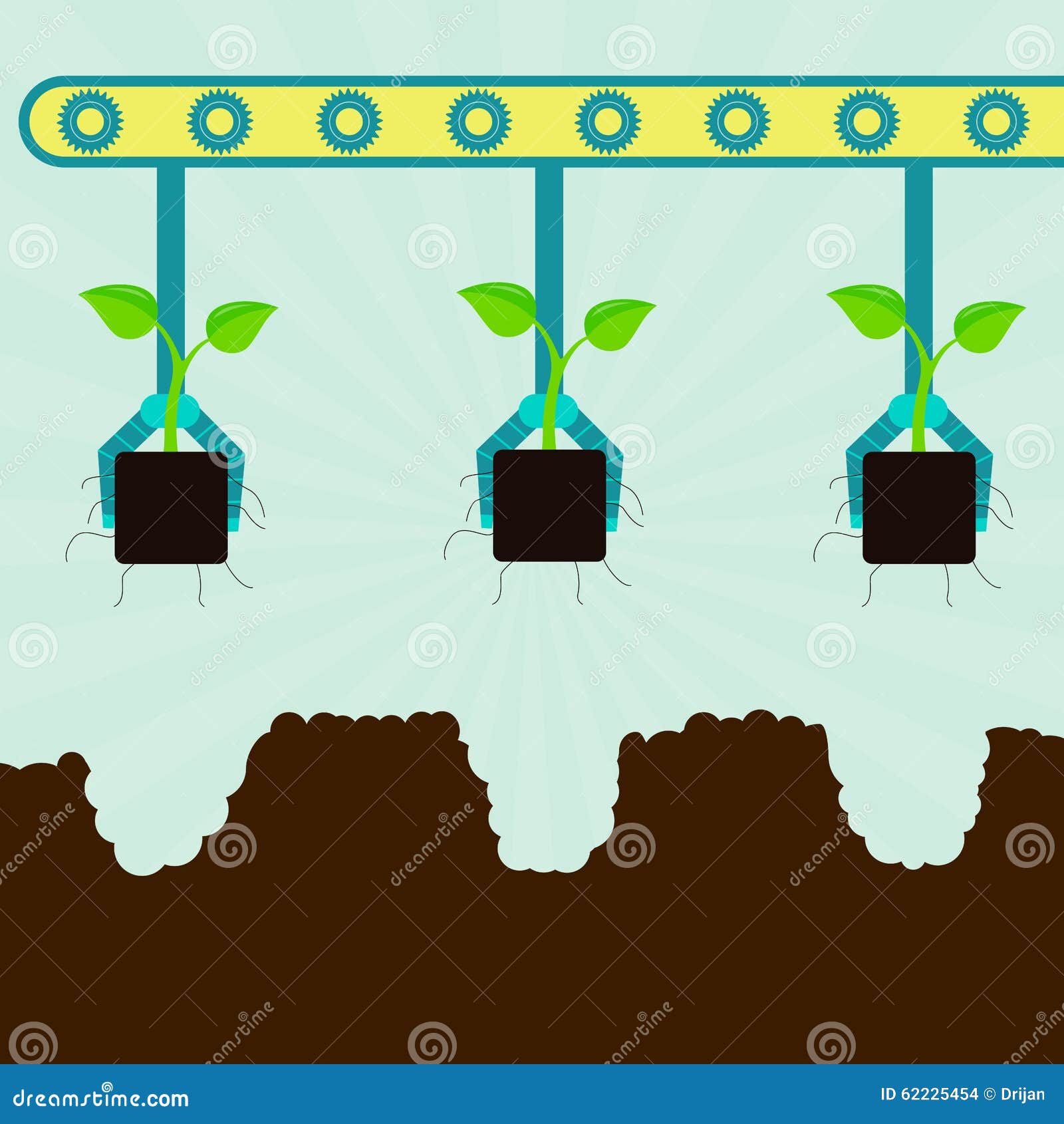 Mechanical Planting Seedlings Stock Vector - Illustration of ...