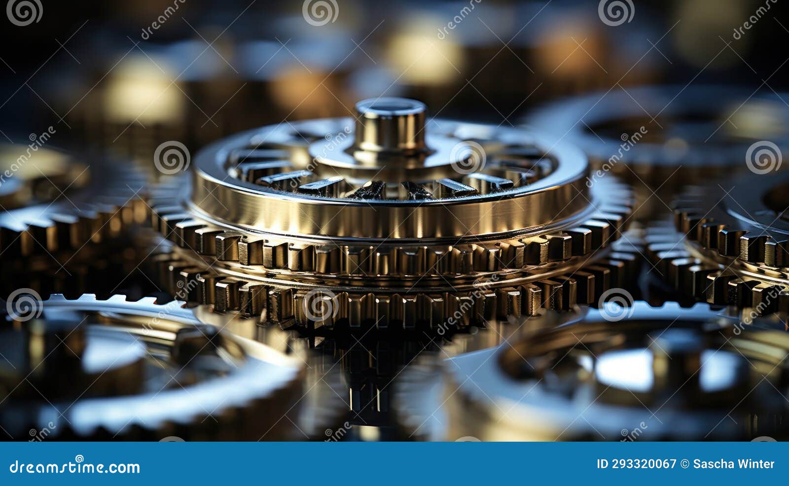 Mechanical Precision: Interconnected Gears in Close-up Stock Image ...