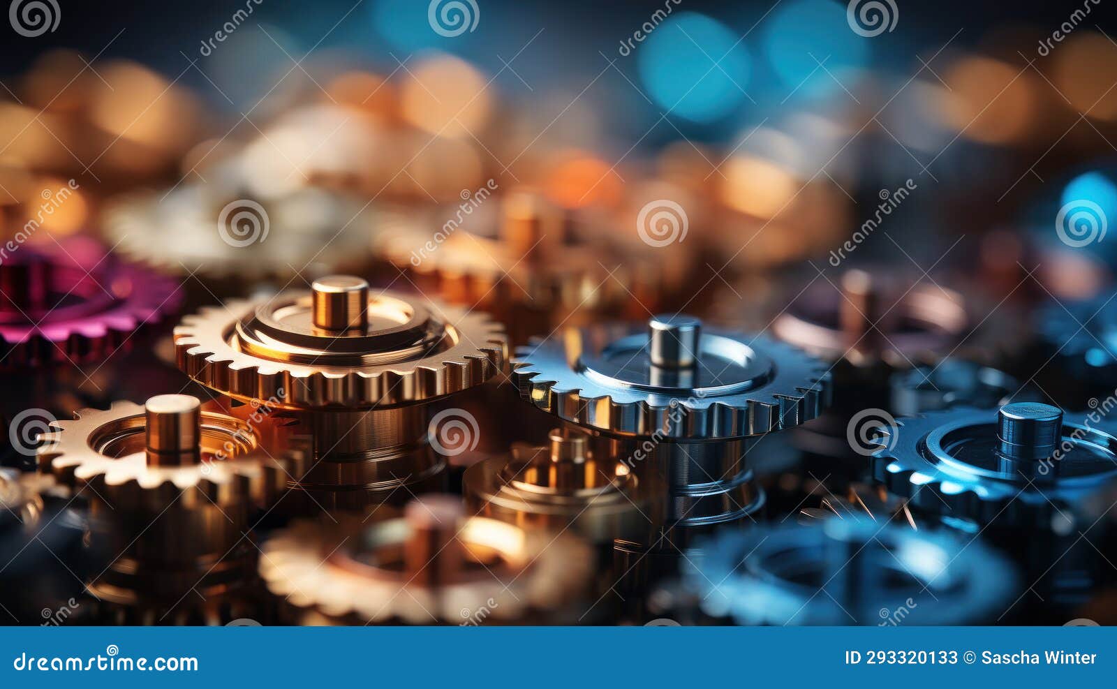 Mechanical Precision: Interconnected Gears in Close-up Stock ...