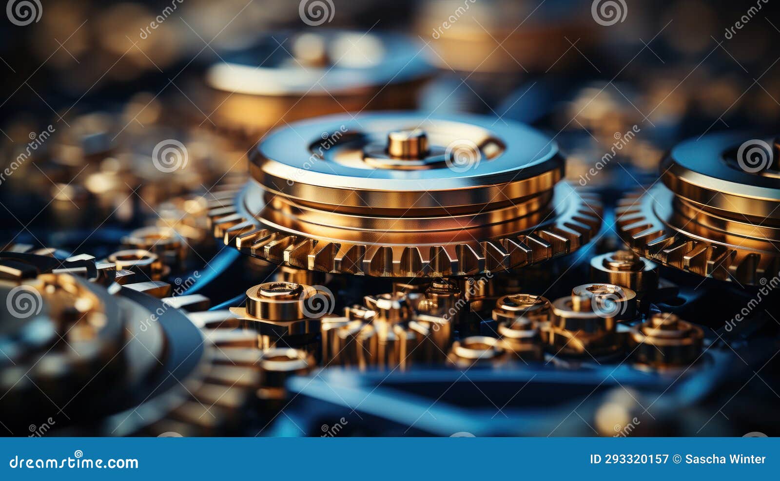 Mechanical Precision: Interconnected Gears in Close-up Stock Image ...